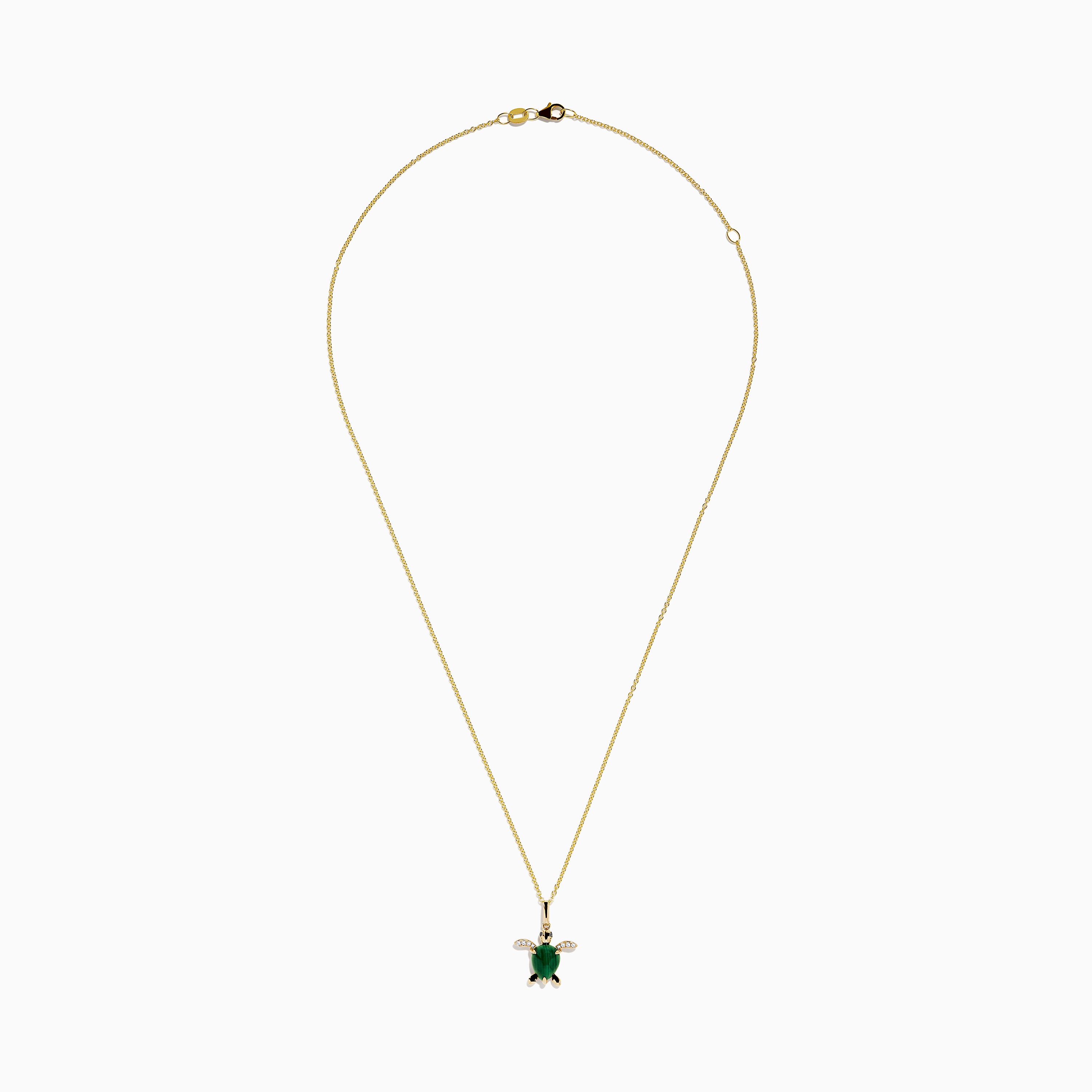 Seaside 14K Yellow Gold Malachite and Diamond Turtle Pendant ...