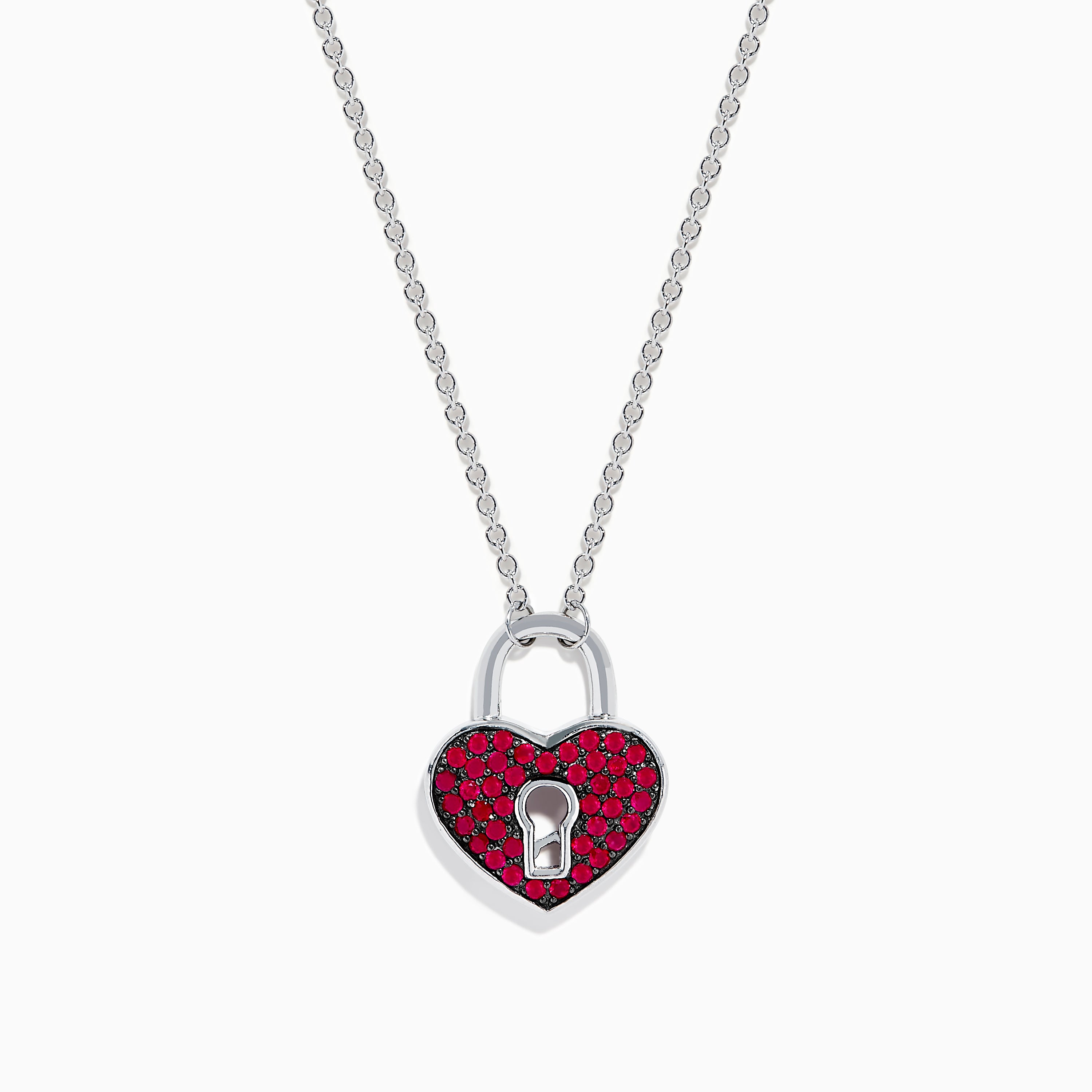 925 Sterling Silver Ruby Heart Lock Necklace – effyjewelry.com