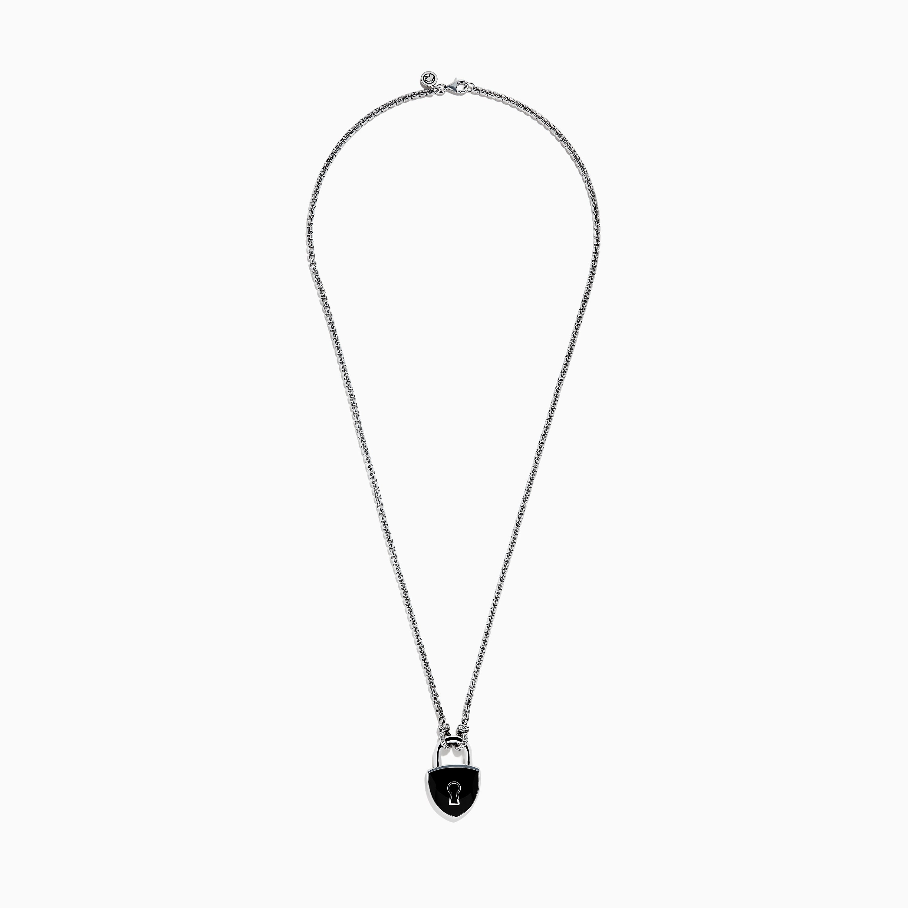Men's 925 Sterling Silver Onyx Lock Pendant – effyjewelry.com