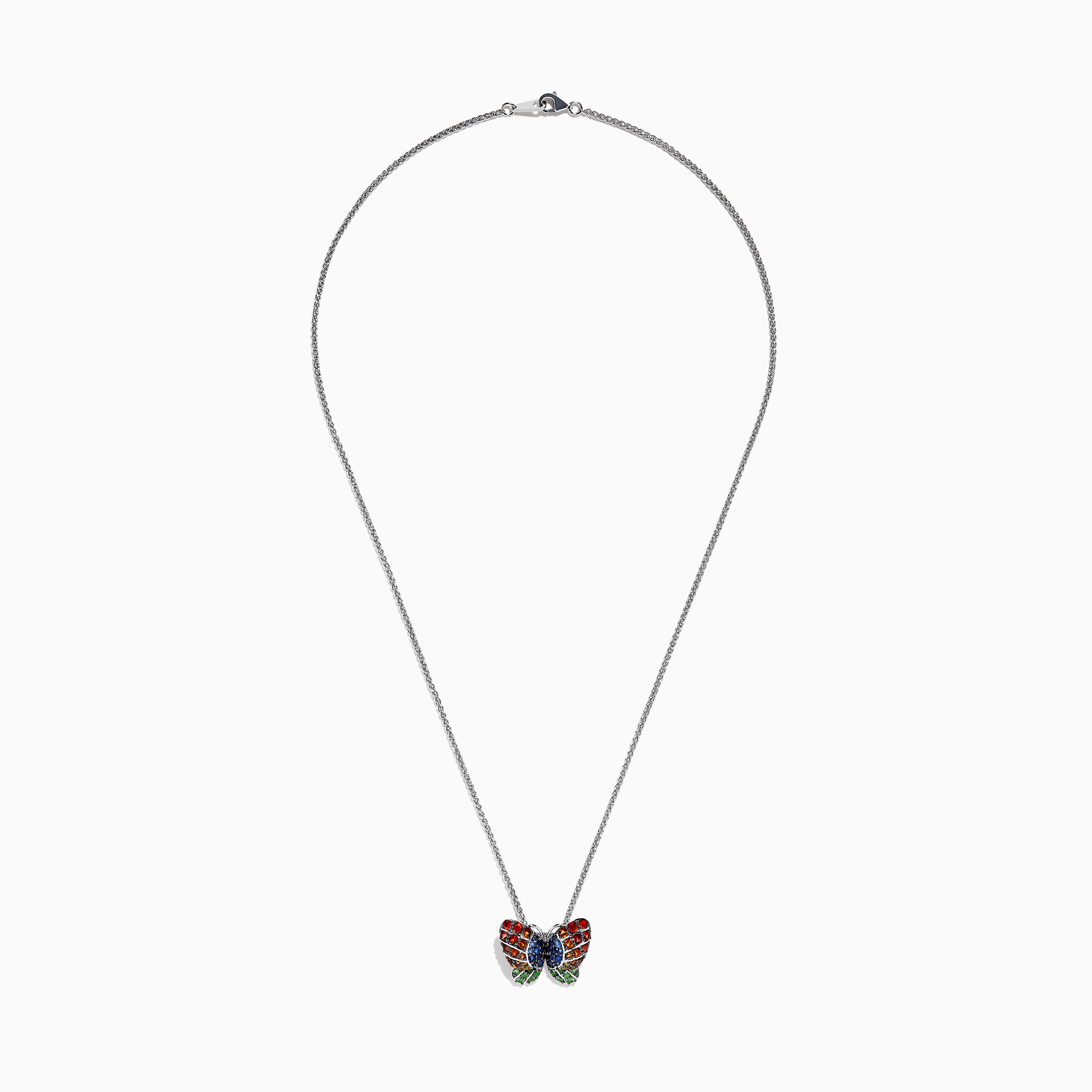 Nature Sterling Silver Multi Sapphires Butterfly Pendant – effyjewelry.com
