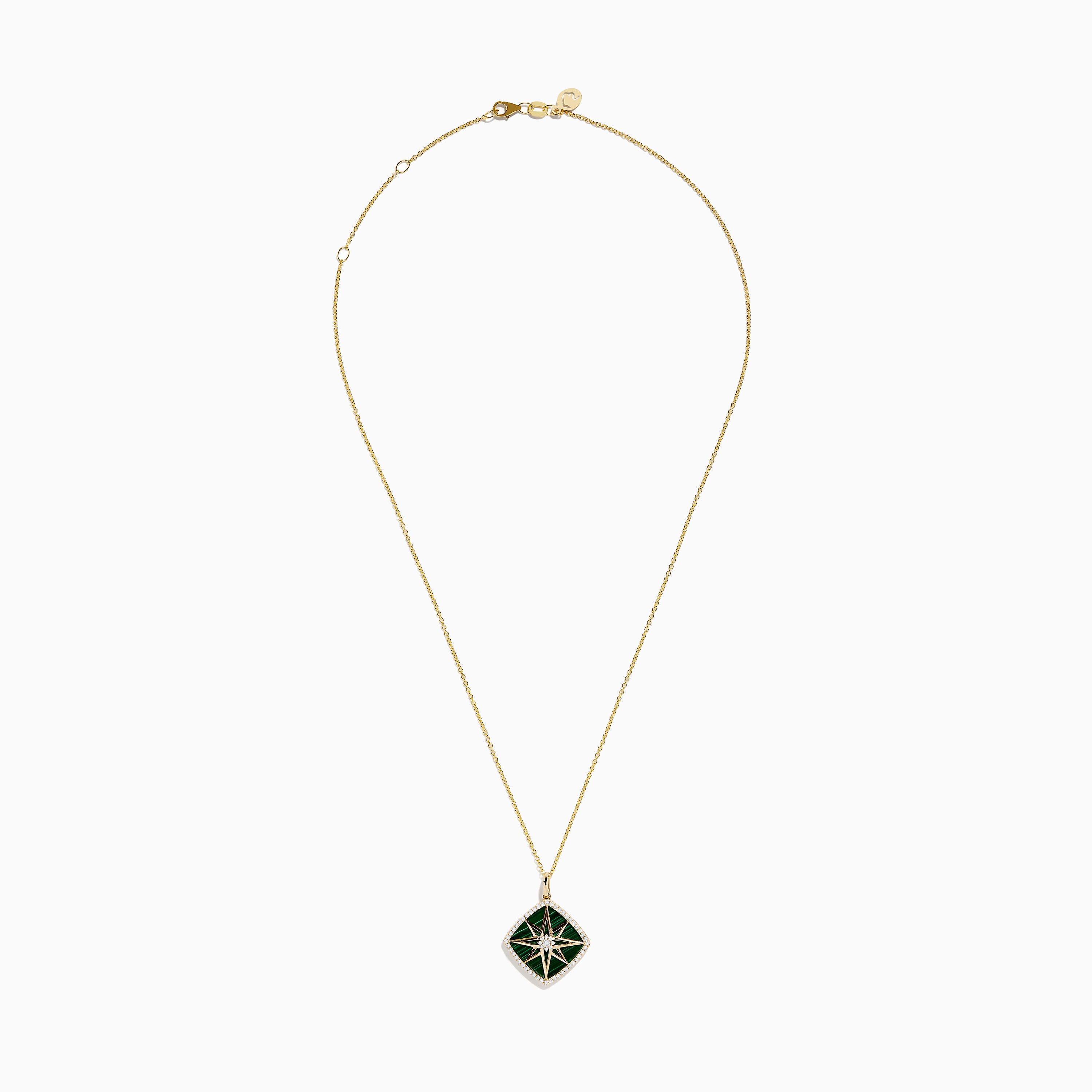 14K Yellow Gold Malachite and Diamond Compass Pendant – effyjewelry.com
