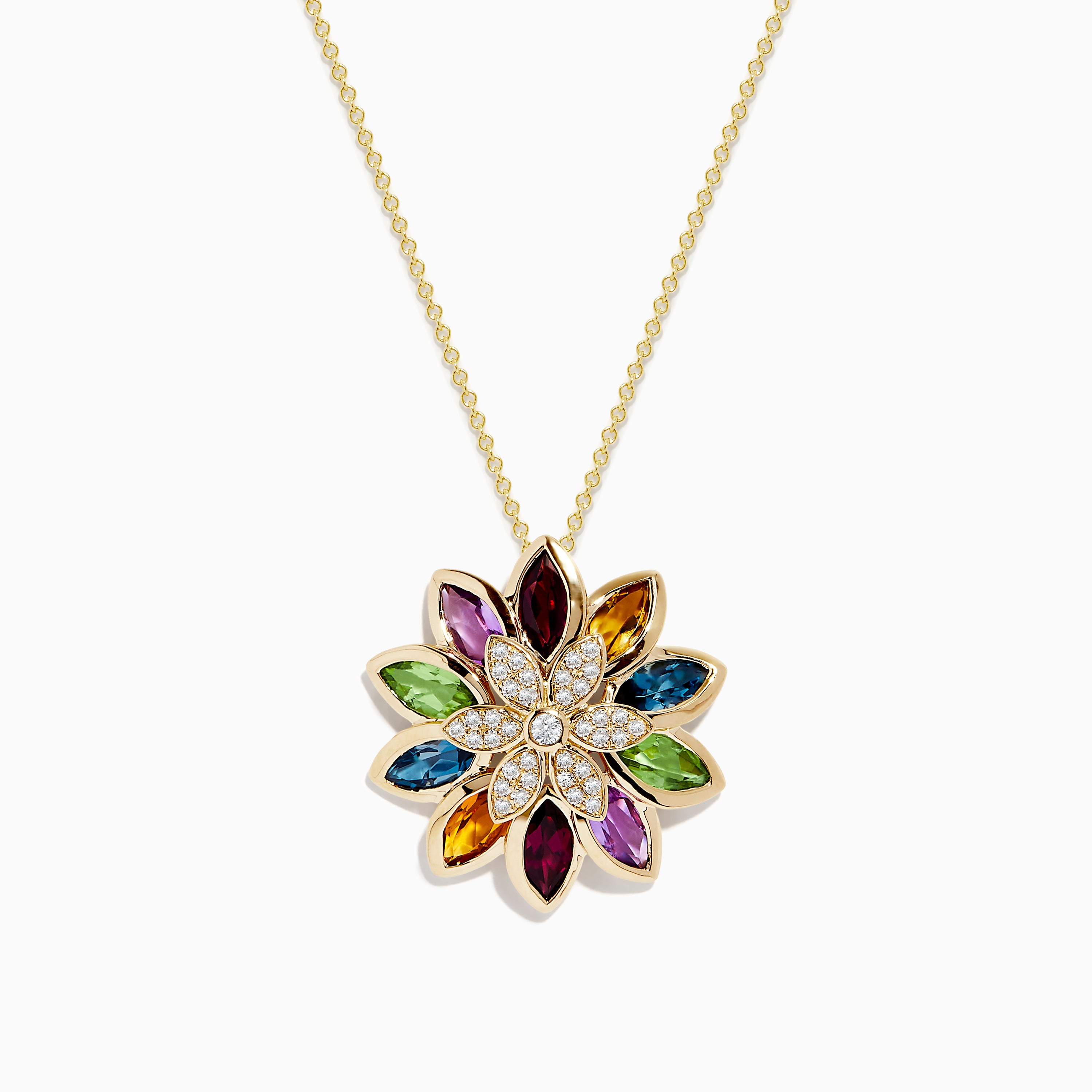 Mosaic 14K Yellow Gold Semi Precious and Diamond Pendant – effyjewelry.com