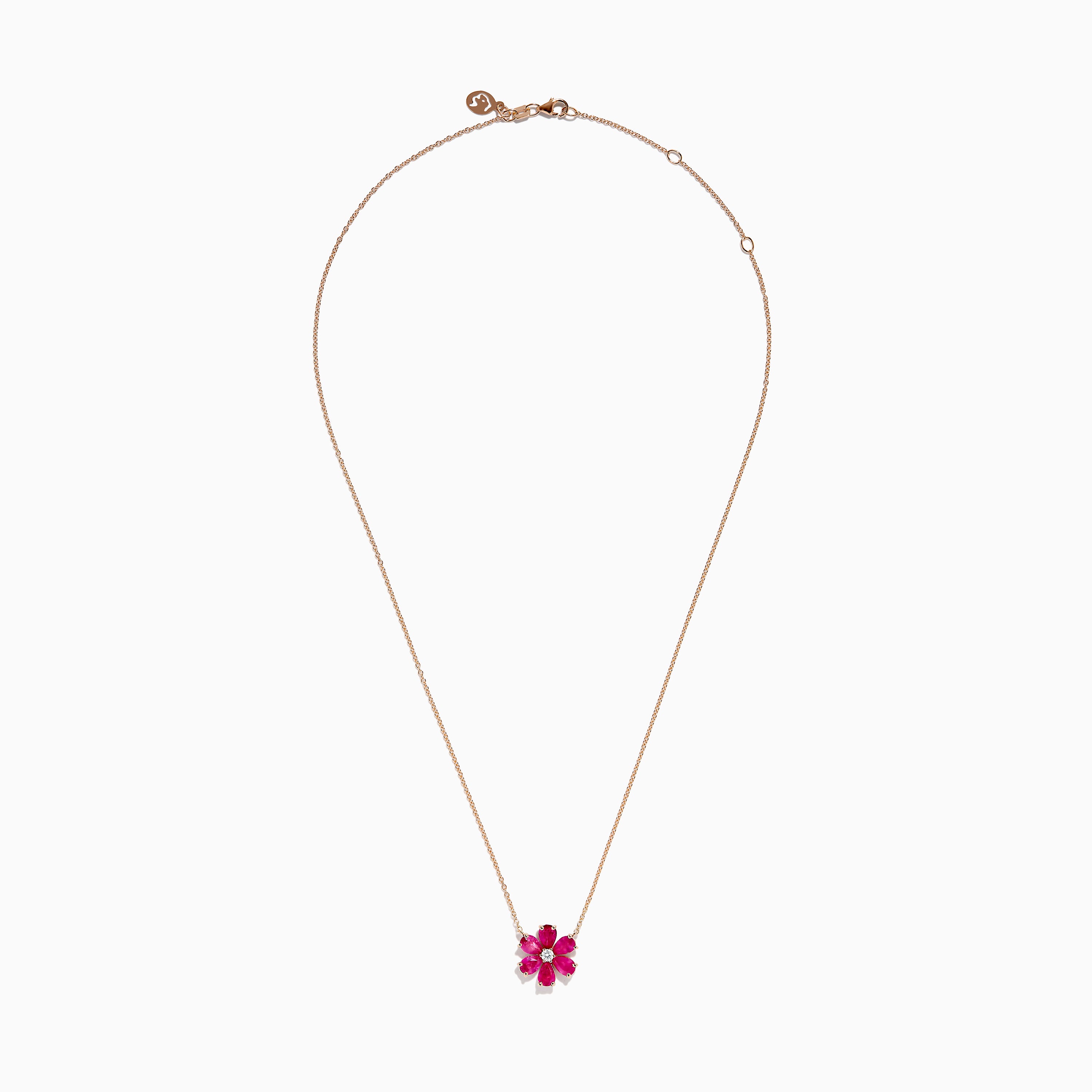14K Rose Gold Ruby Flower Necklace – effyjewelry.com
