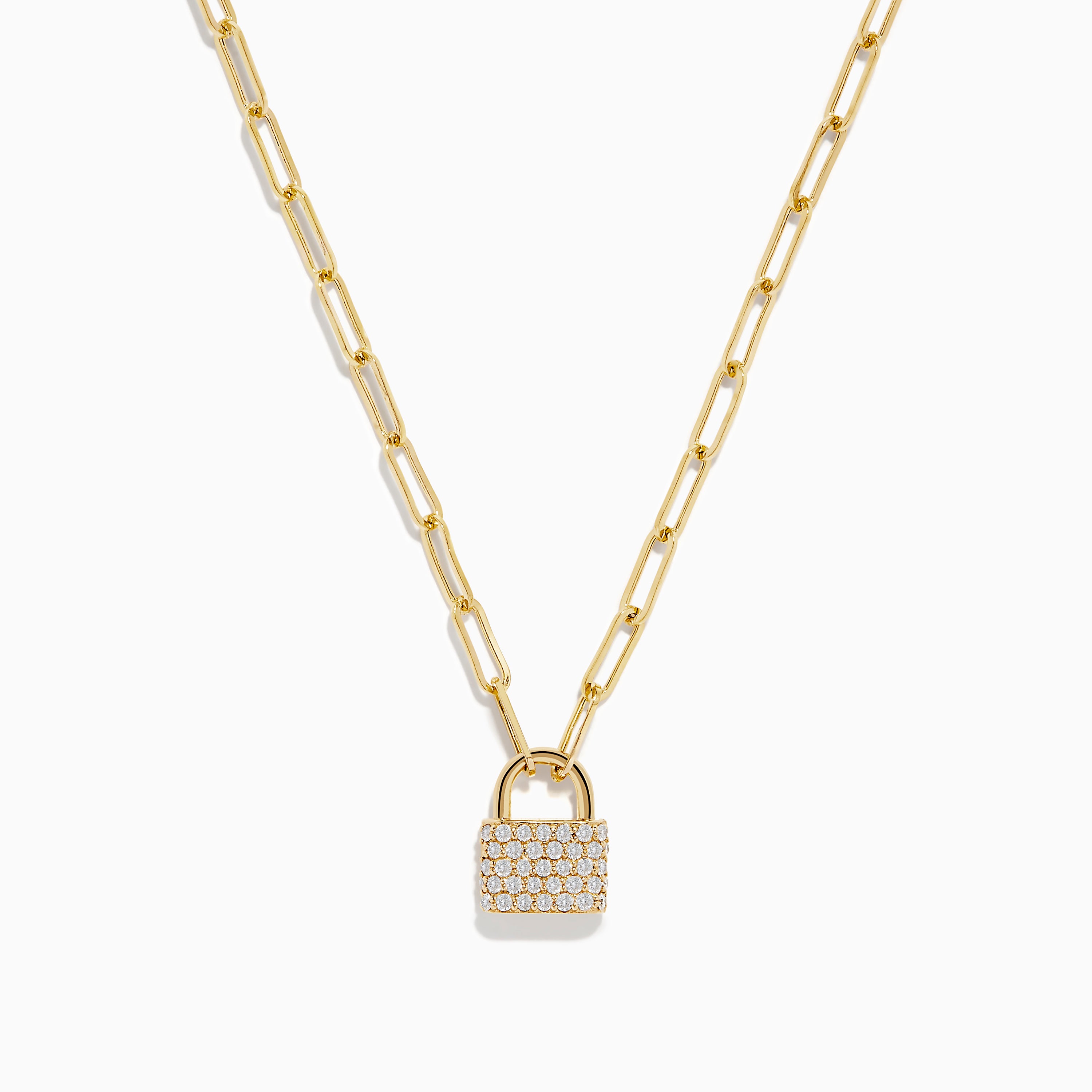 D'Oro 14K Yellow Gold Diamond Lock Pendant 0.26 TCW – effyjewelry.com