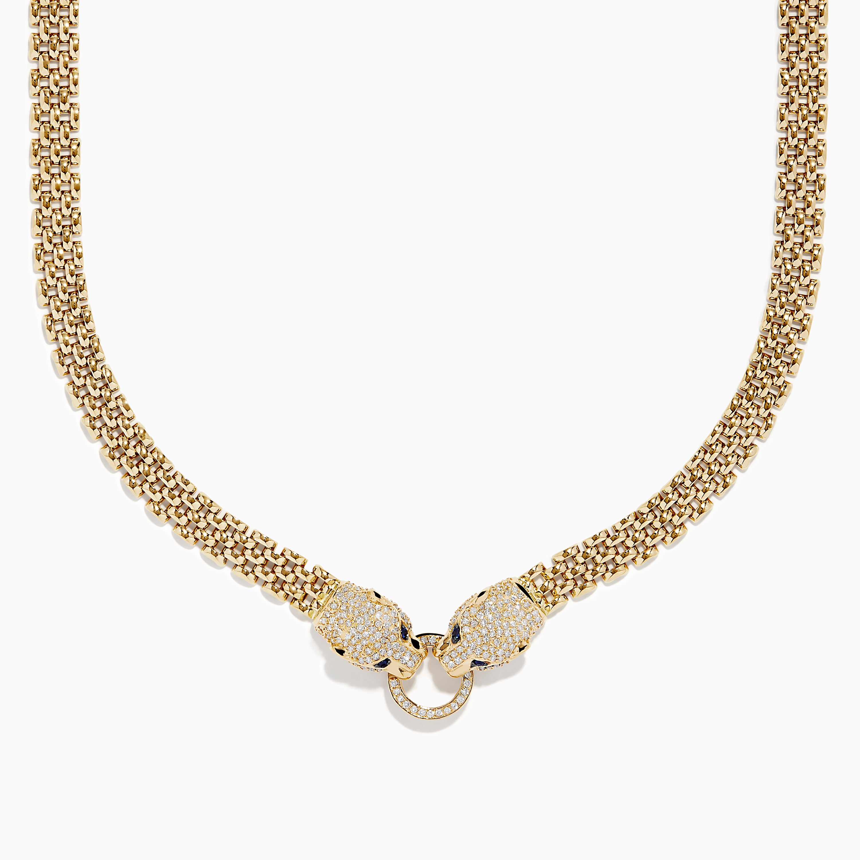 Signature 14K Yellow Gold Sapphire and Diamond Panther Necklace ...