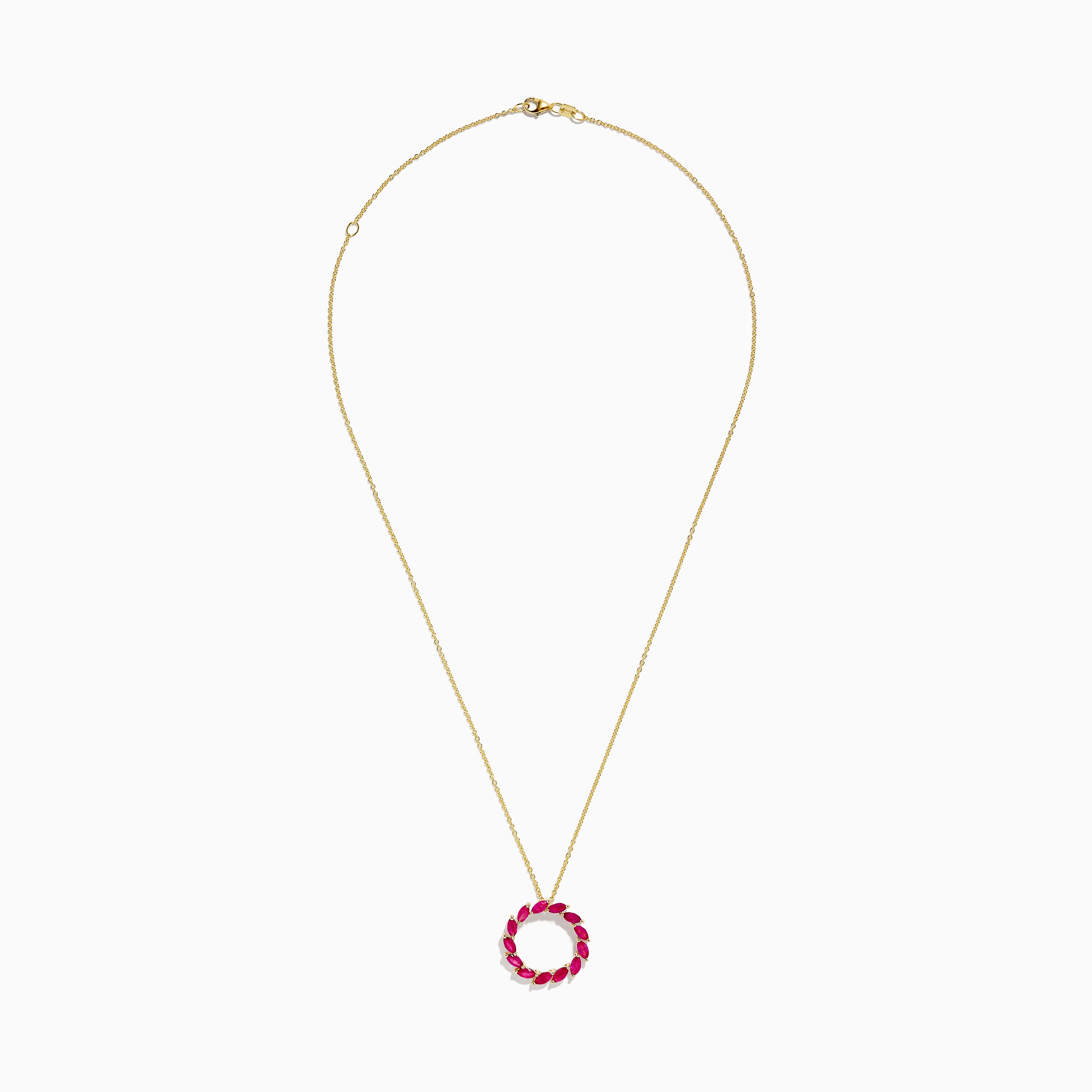Ruby Royale 14K Yellow Gold Marquise Cute Ruby Circle Pendant ...