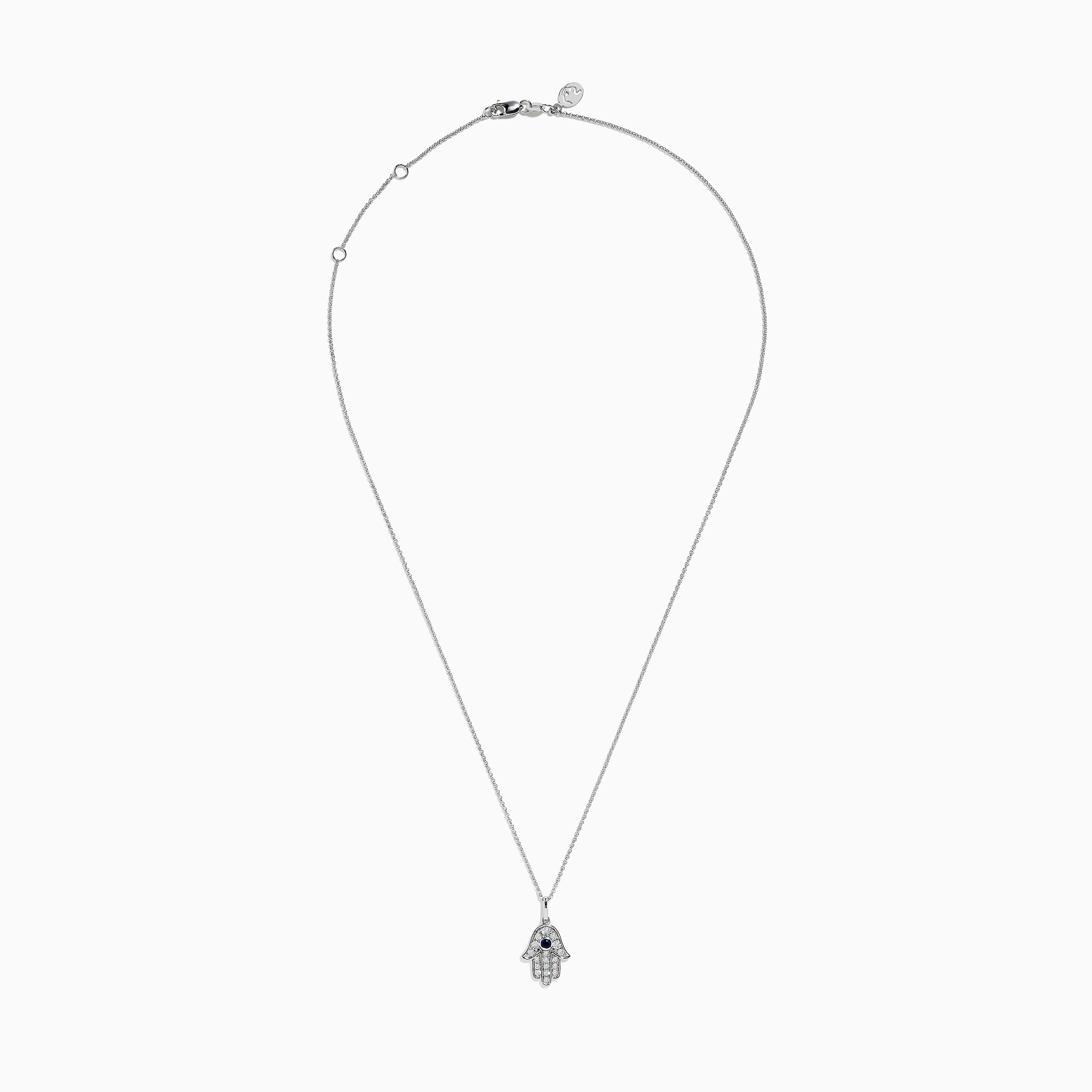 14K White Gold Blue Sapphire and Diamond Hamsa Pendant – effyjewelry.com
