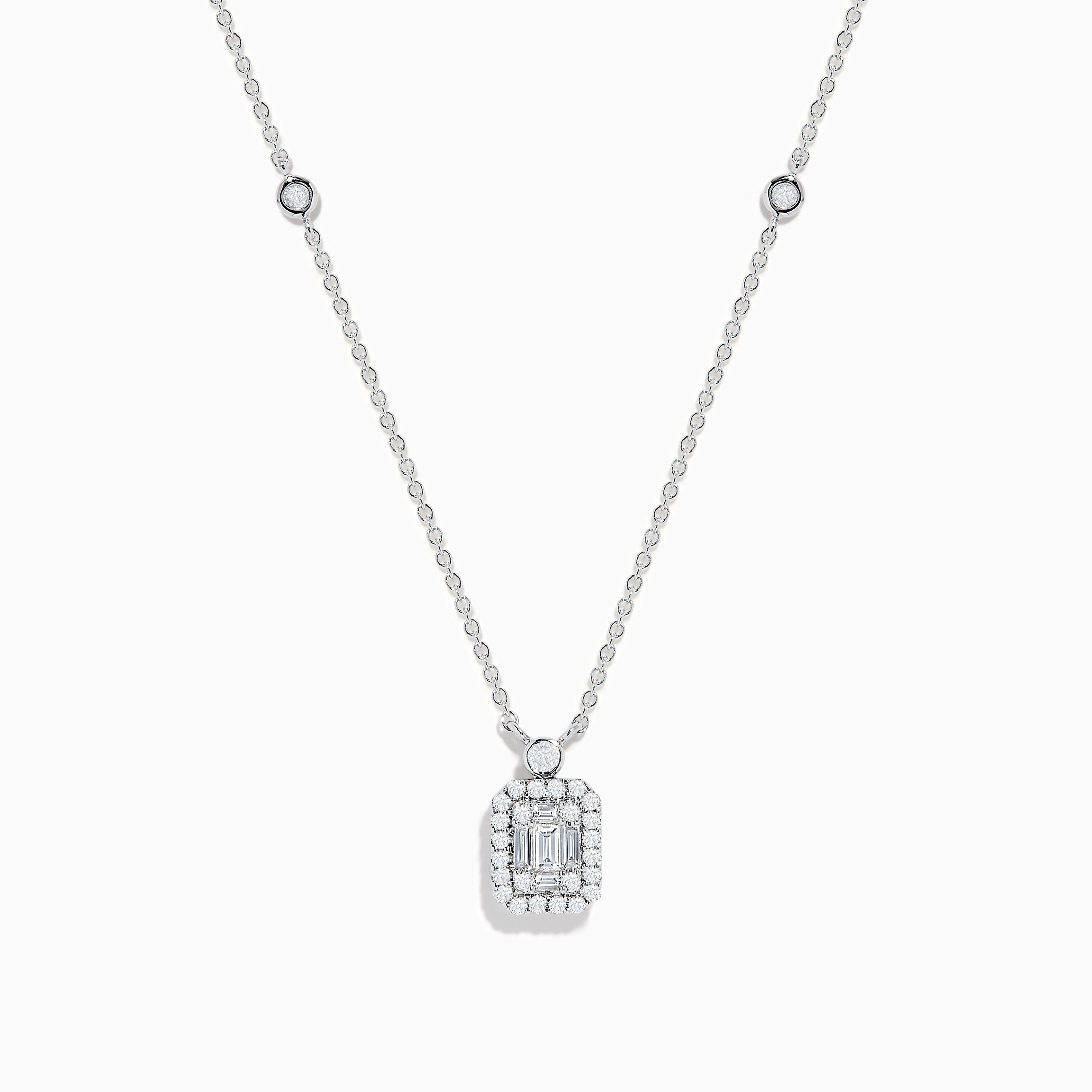 Classique 14K White Gold Diamond Stationary Necklace – effyjewelry.com