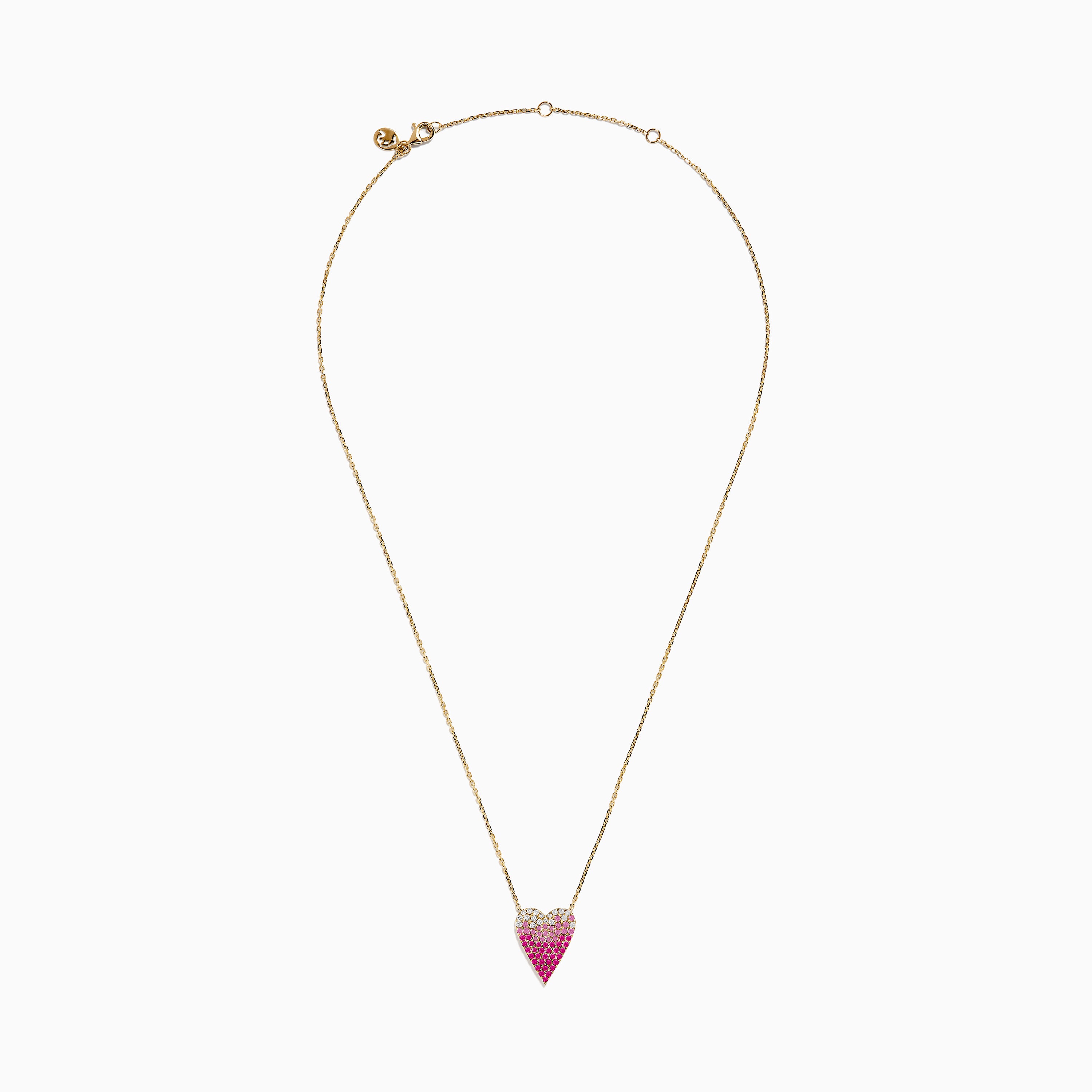 14K Yellow Gold Pink Sapphire and Diamond Heart Necklace – effyjewelry.com