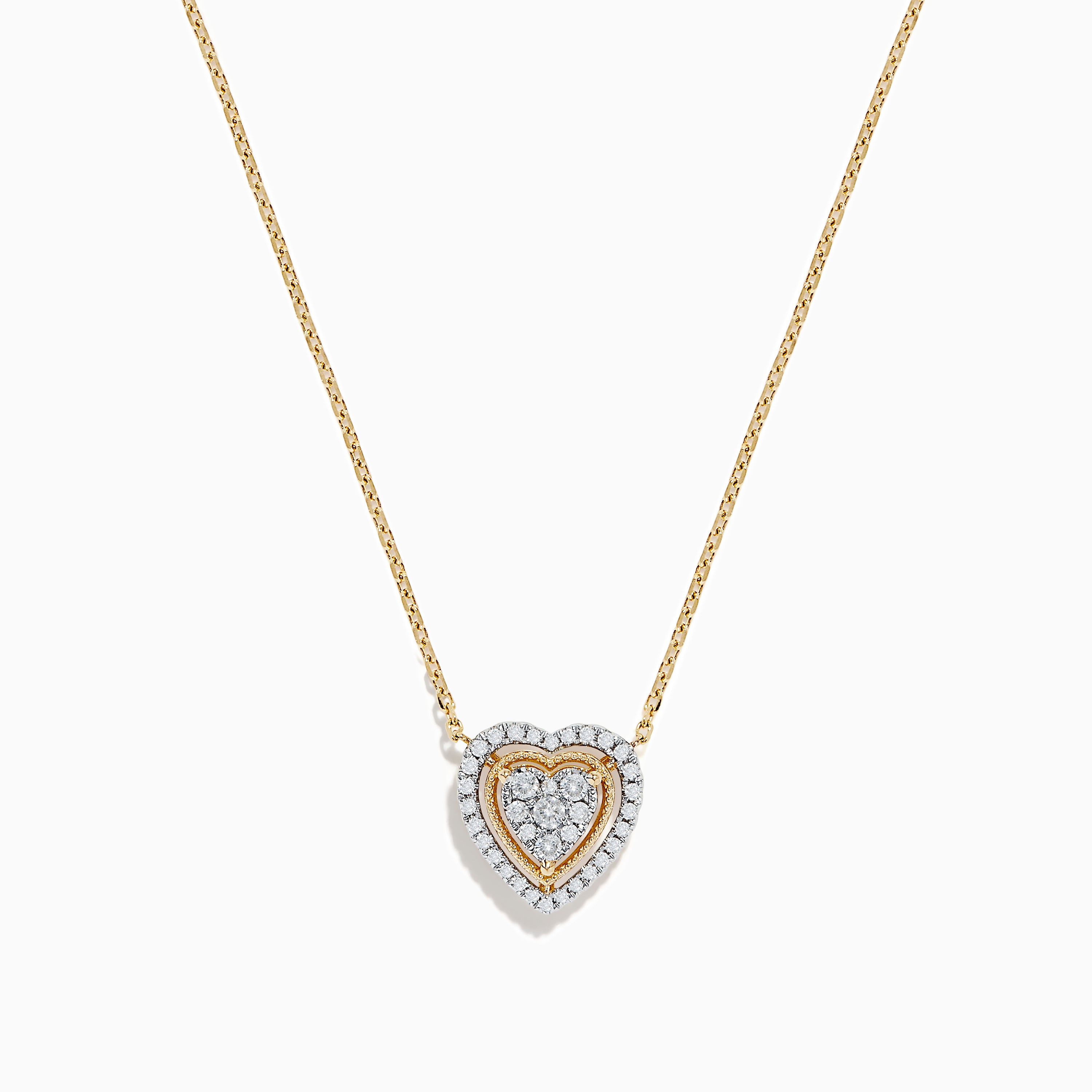 Novelty 14K Yellow Gold Diamond Heart Necklace – effyjewelry.com