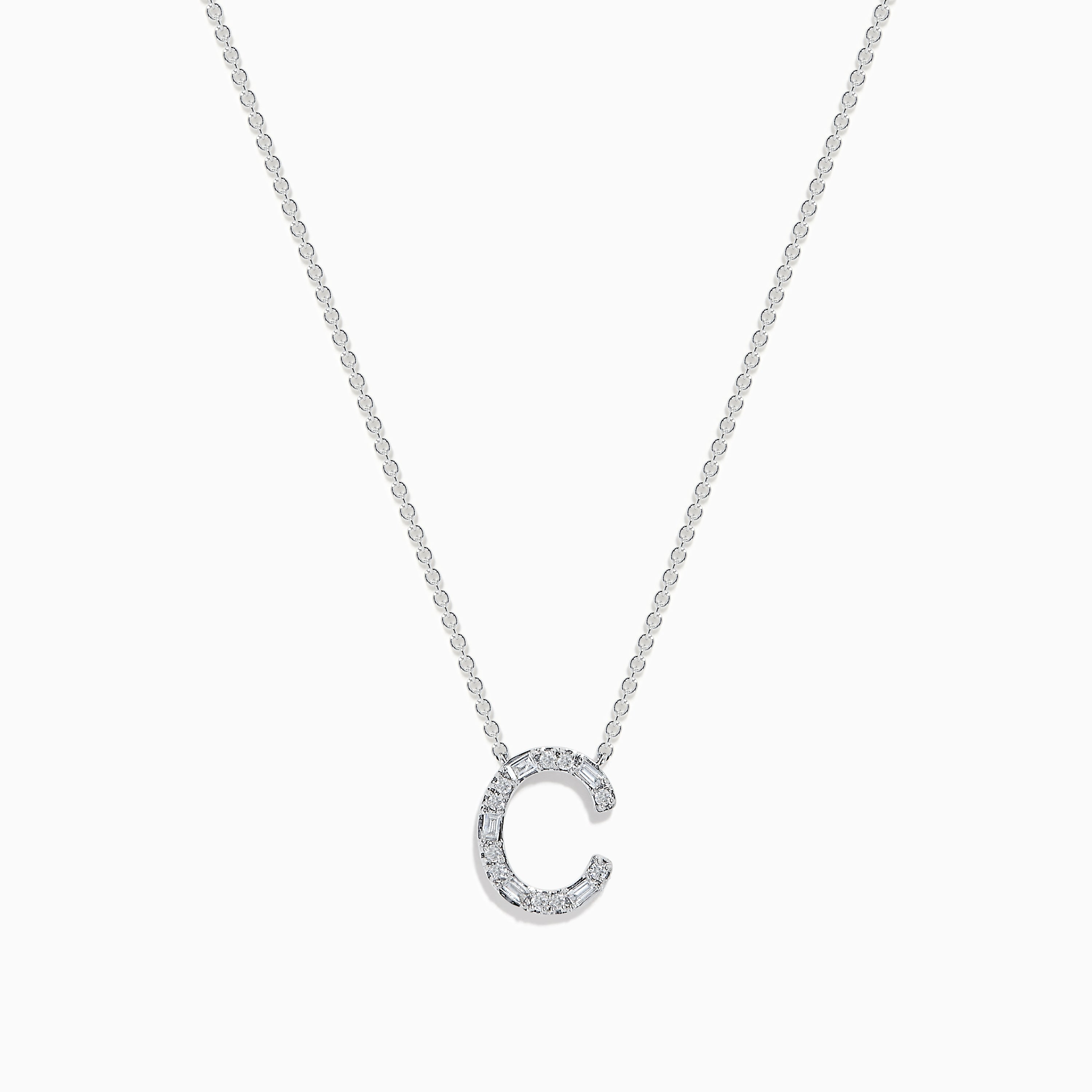 14 Karat White Gold Initial "C" Diamond Necklace – effyjewelry.com