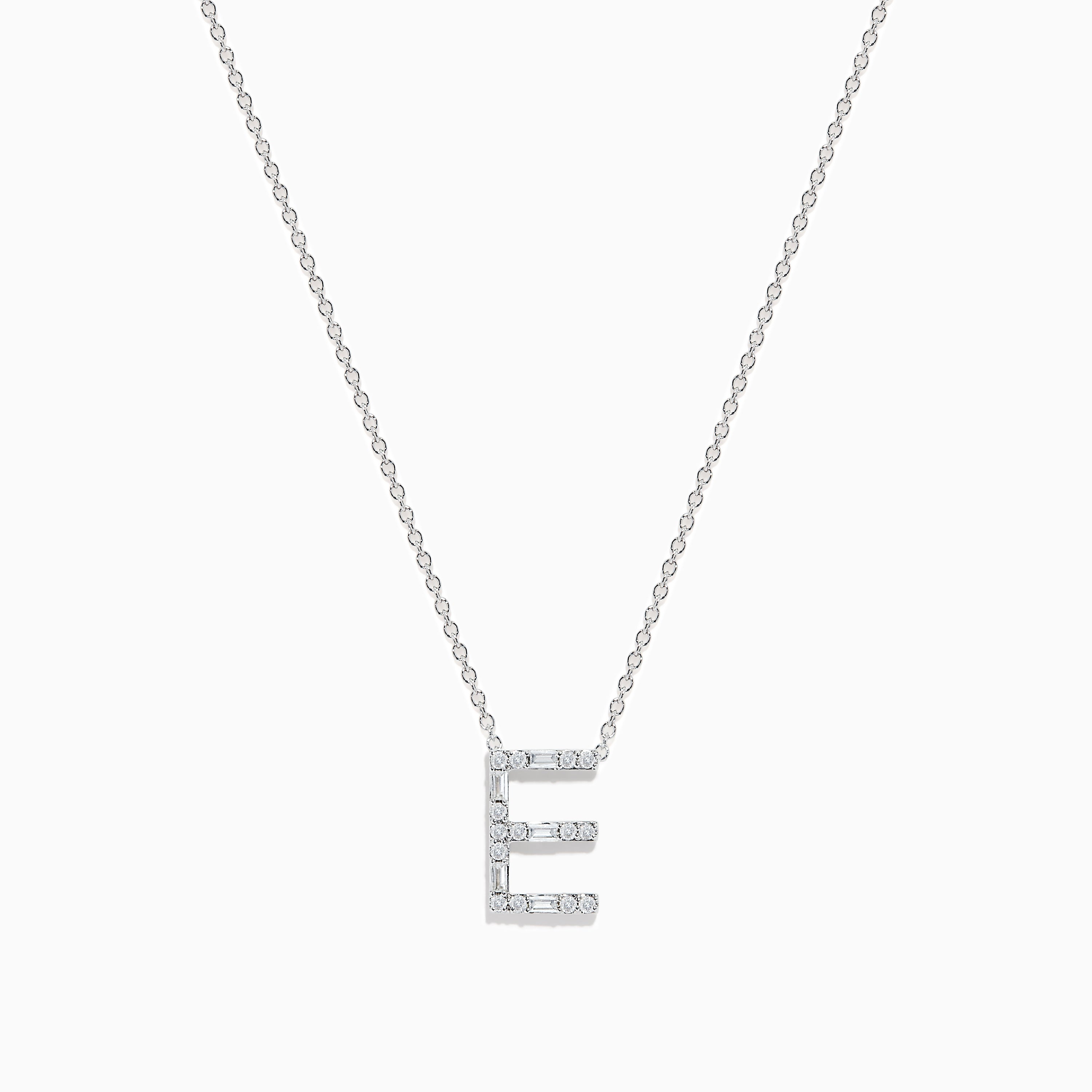14K White Gold Diamond Initial "E" Pendant – effyjewelry.com