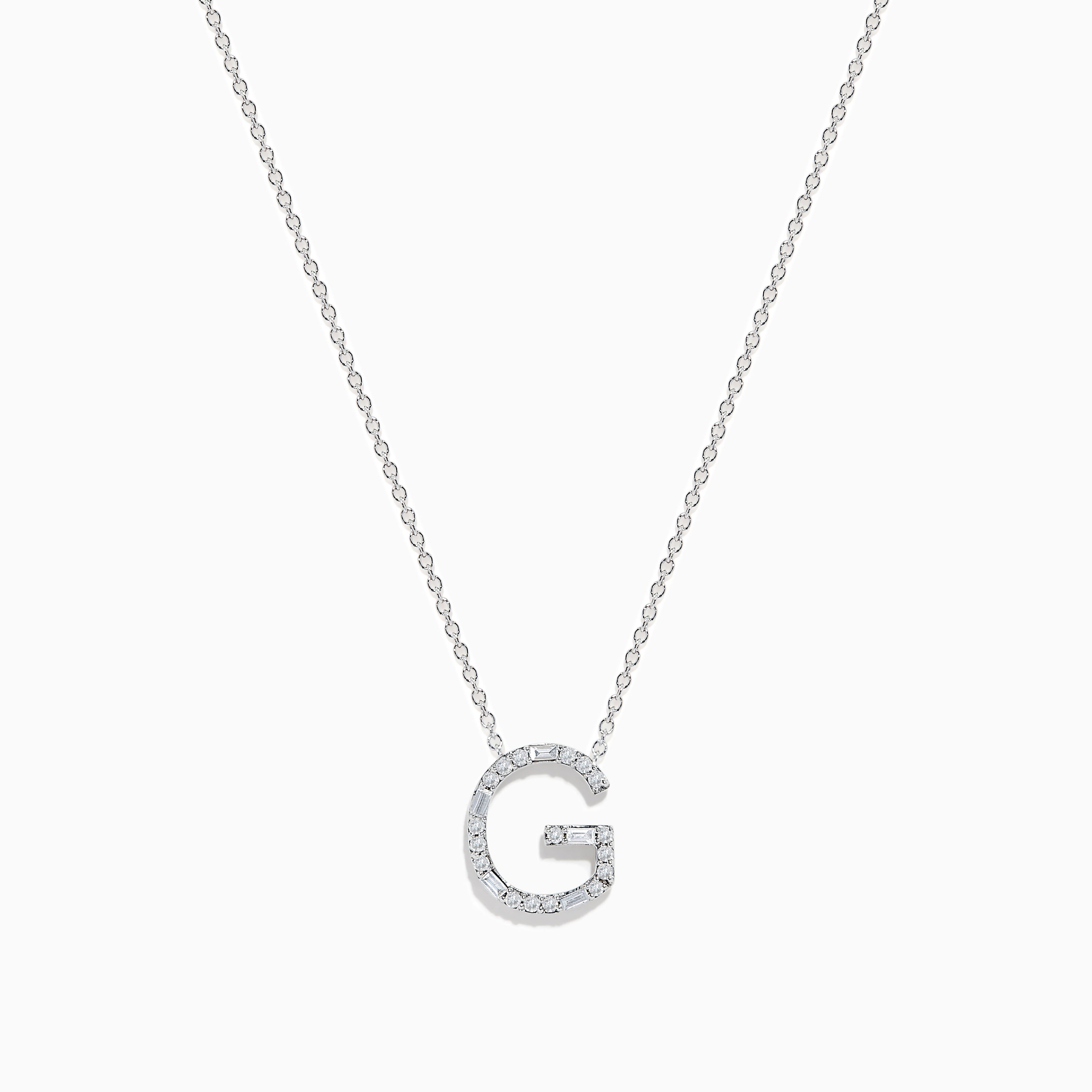 14K White Gold Diamond Initial "G" Pendant – effyjewelry.com
