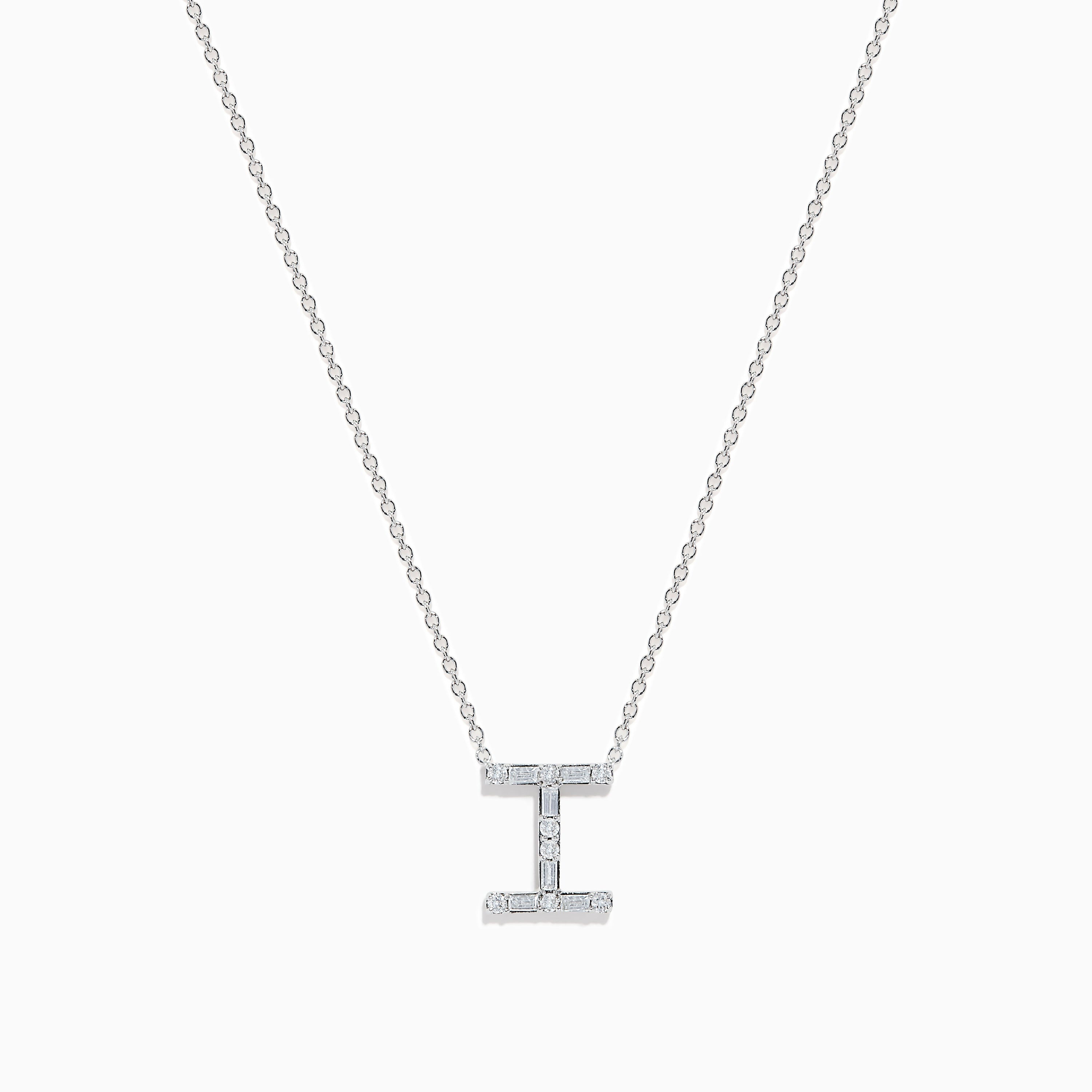 14K White Gold Diamond Initial "I" Pendant – effyjewelry.com