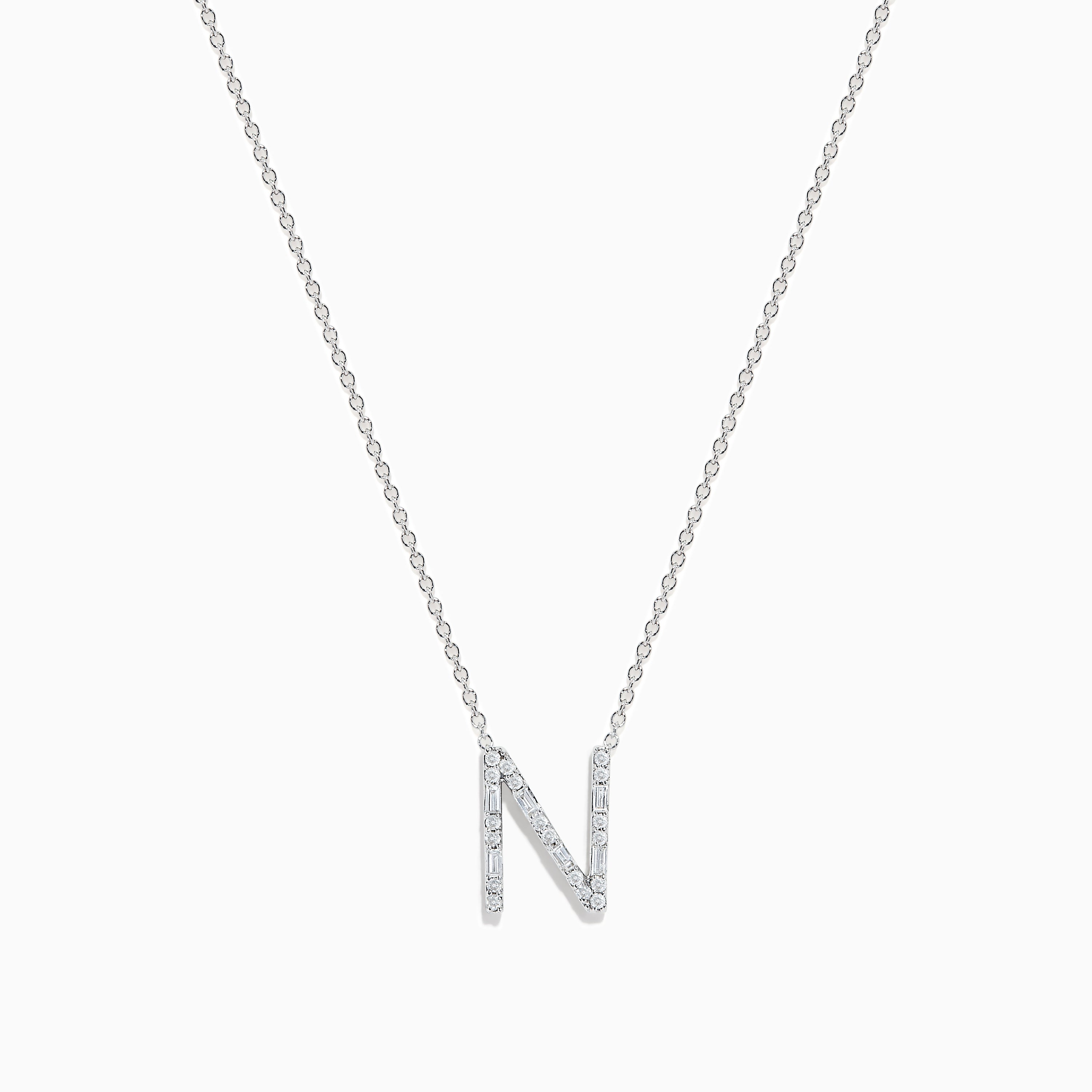 14K White Gold Diamond Initial "N" Pendant – effyjewelry.com
