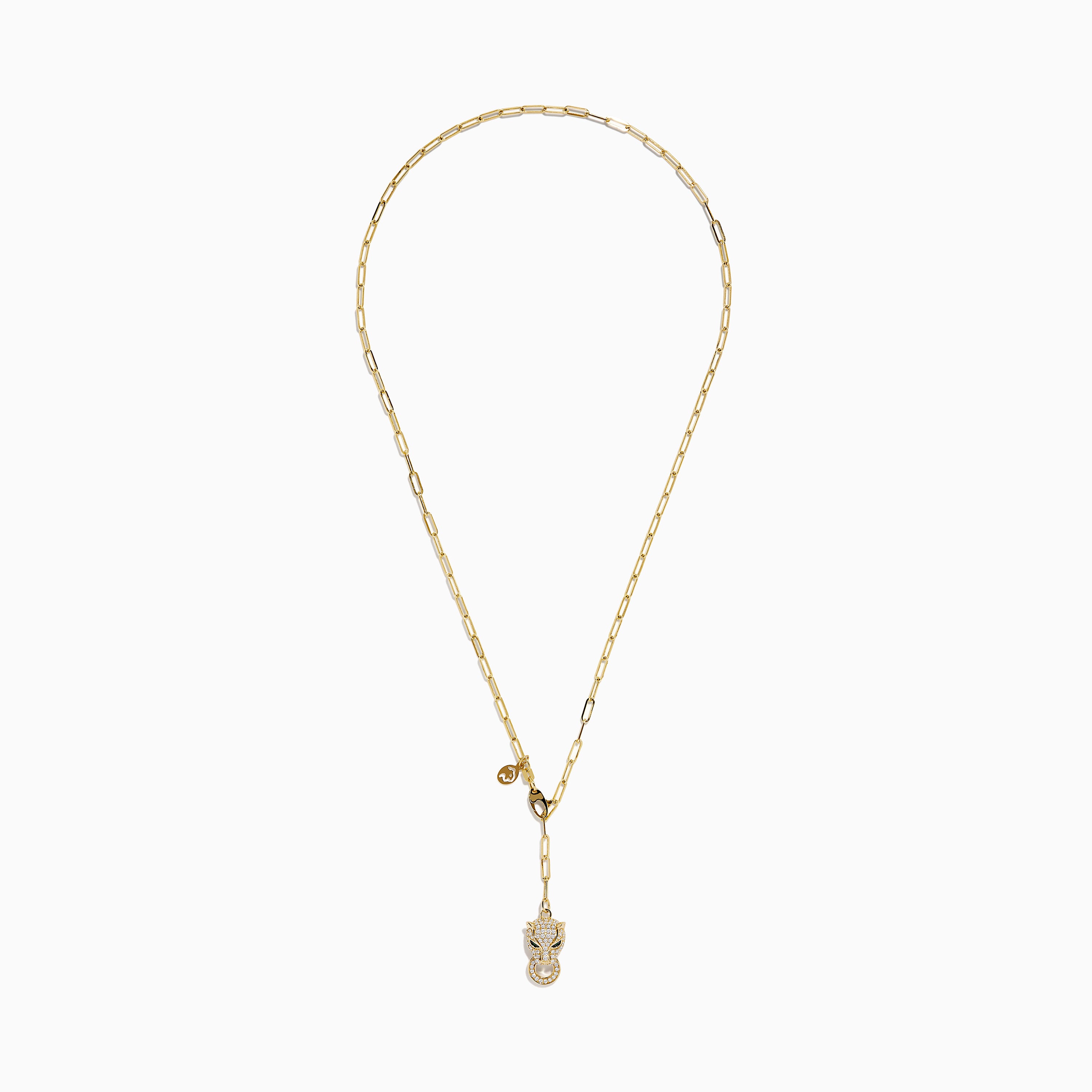 Signature 14K Yellow Gold Diamond and Emerald Panther Necklace ...