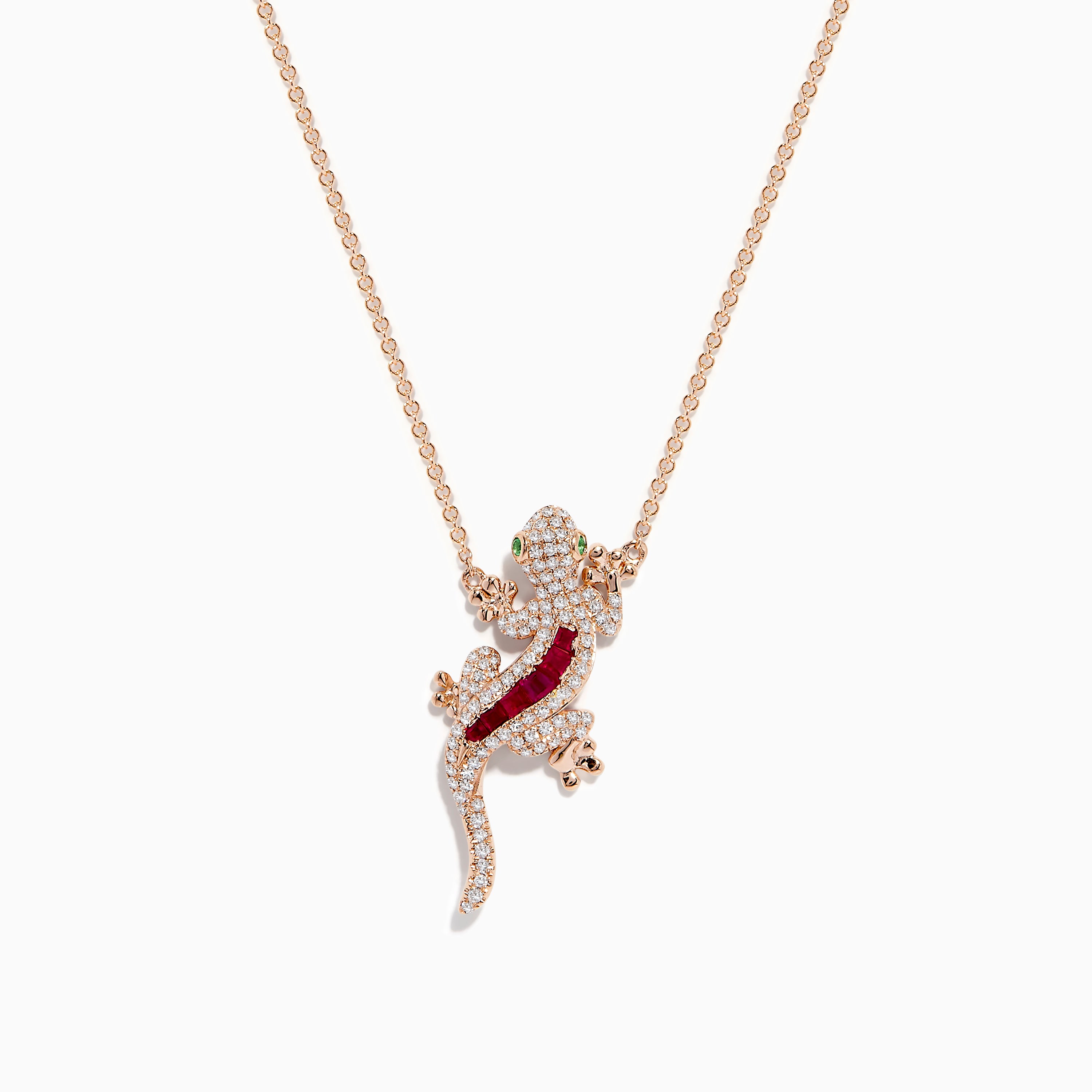 Lizard 14K Rose Gold Ruby and Diamond Pendant – effyjewelry.com