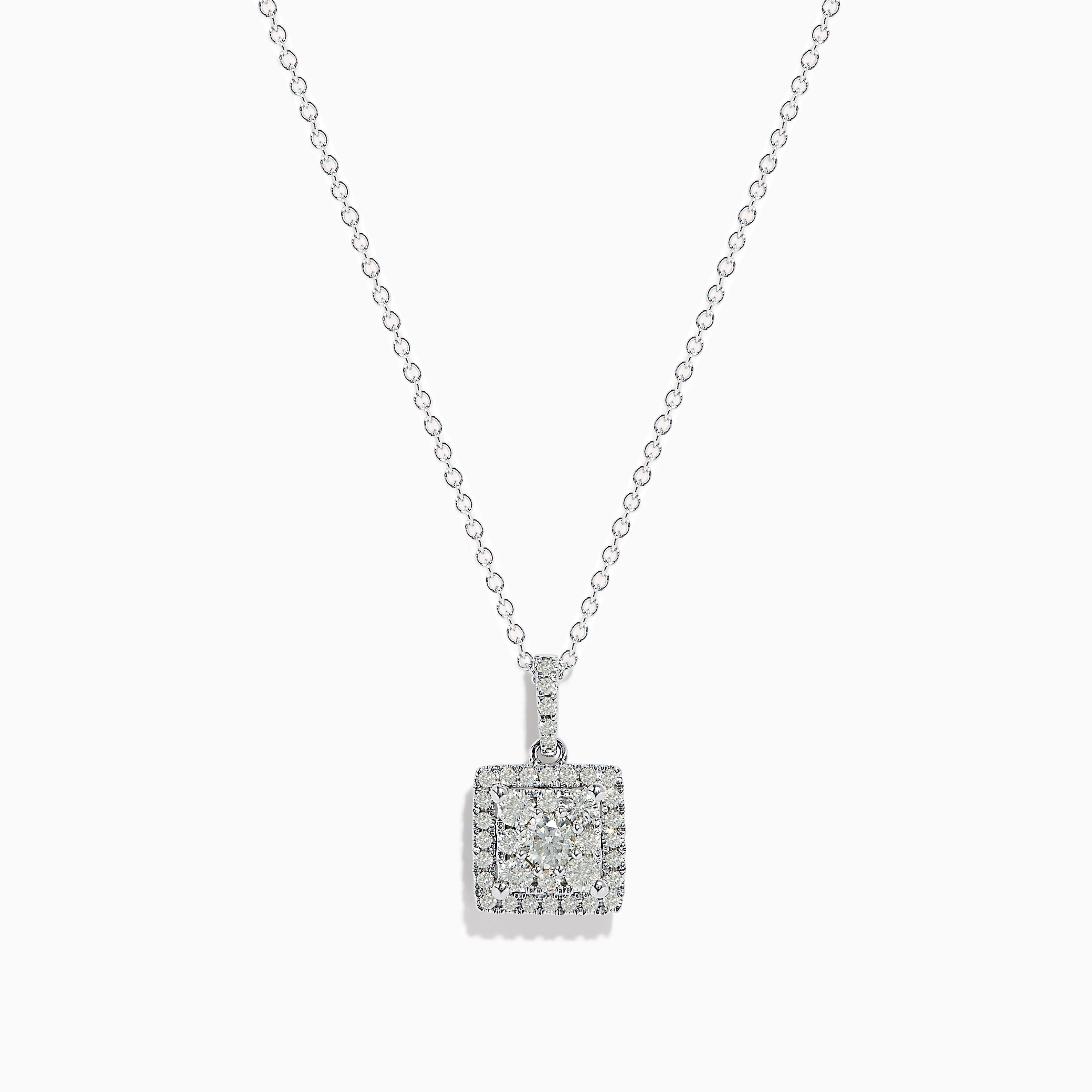 Bouquet 14K White Gold Square Diamond Cluster Pendant 0.74 TCW ...
