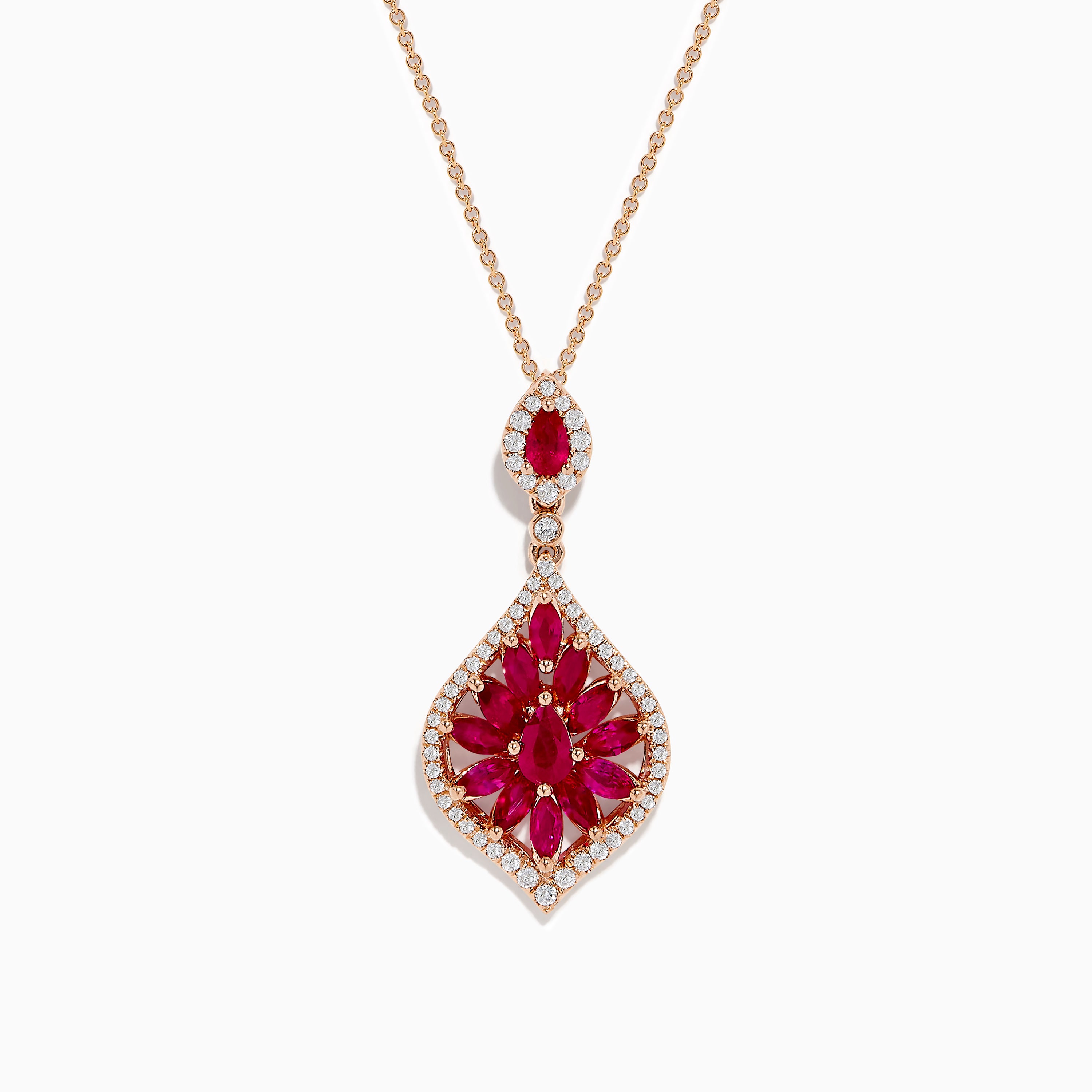 Ruby Royale 14K Rose Gold Ruby and Diamond Pendant – effyjewelry.com