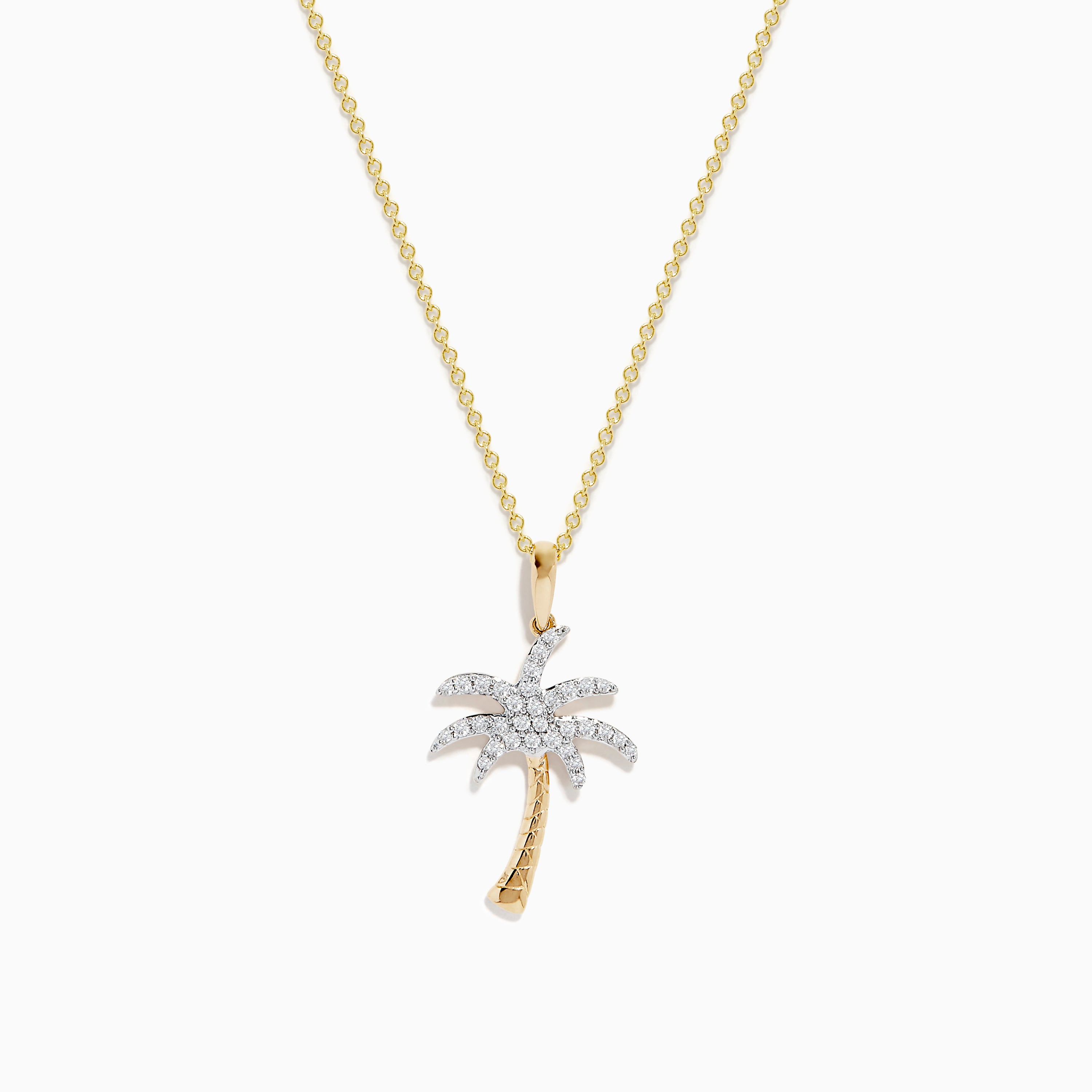 14K Yellow Gold Diamond Palm Tree Pendant – effyjewelry.com
