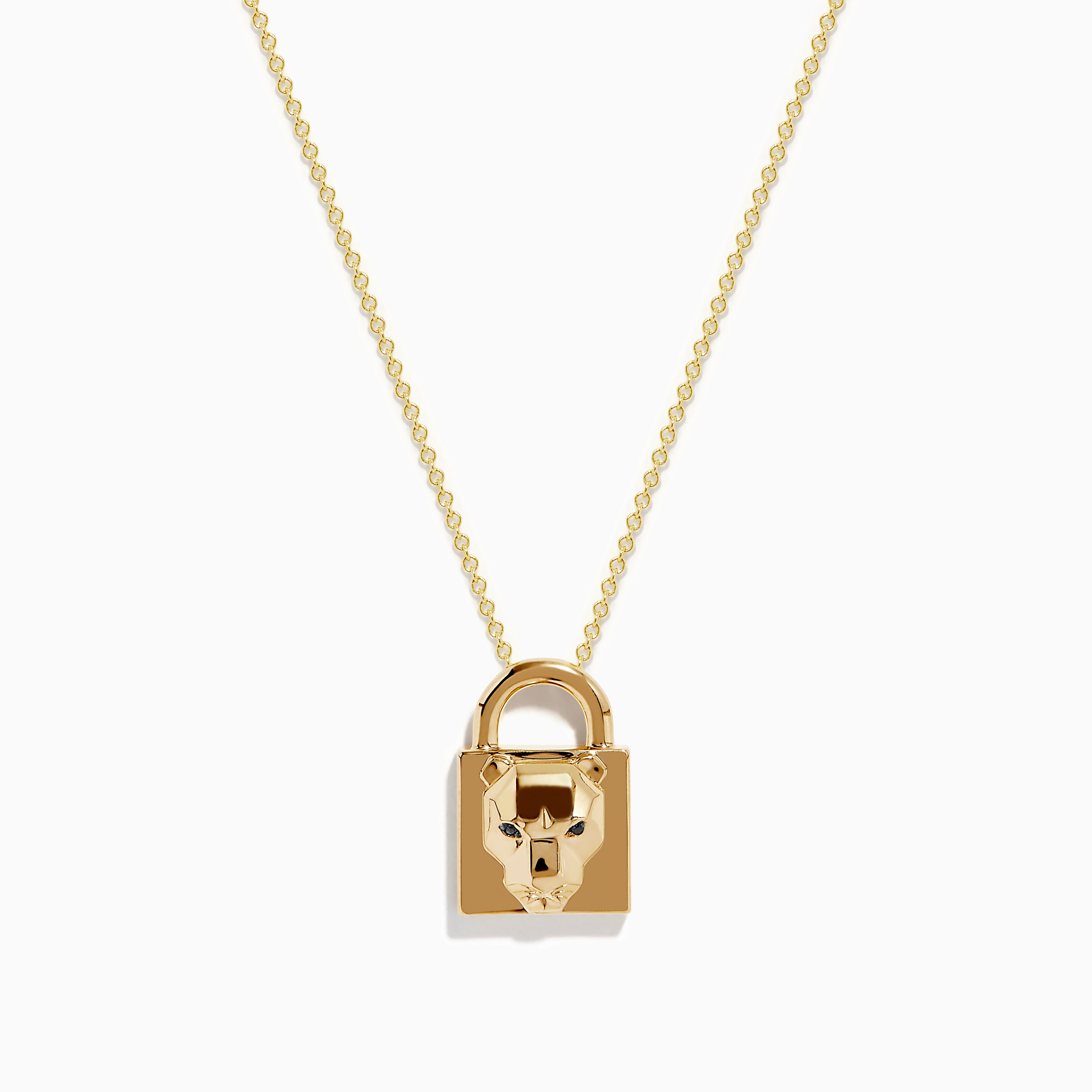Signature 14K Yellow Gold Black Diamond Lock Pendant – effyjewelry.com
