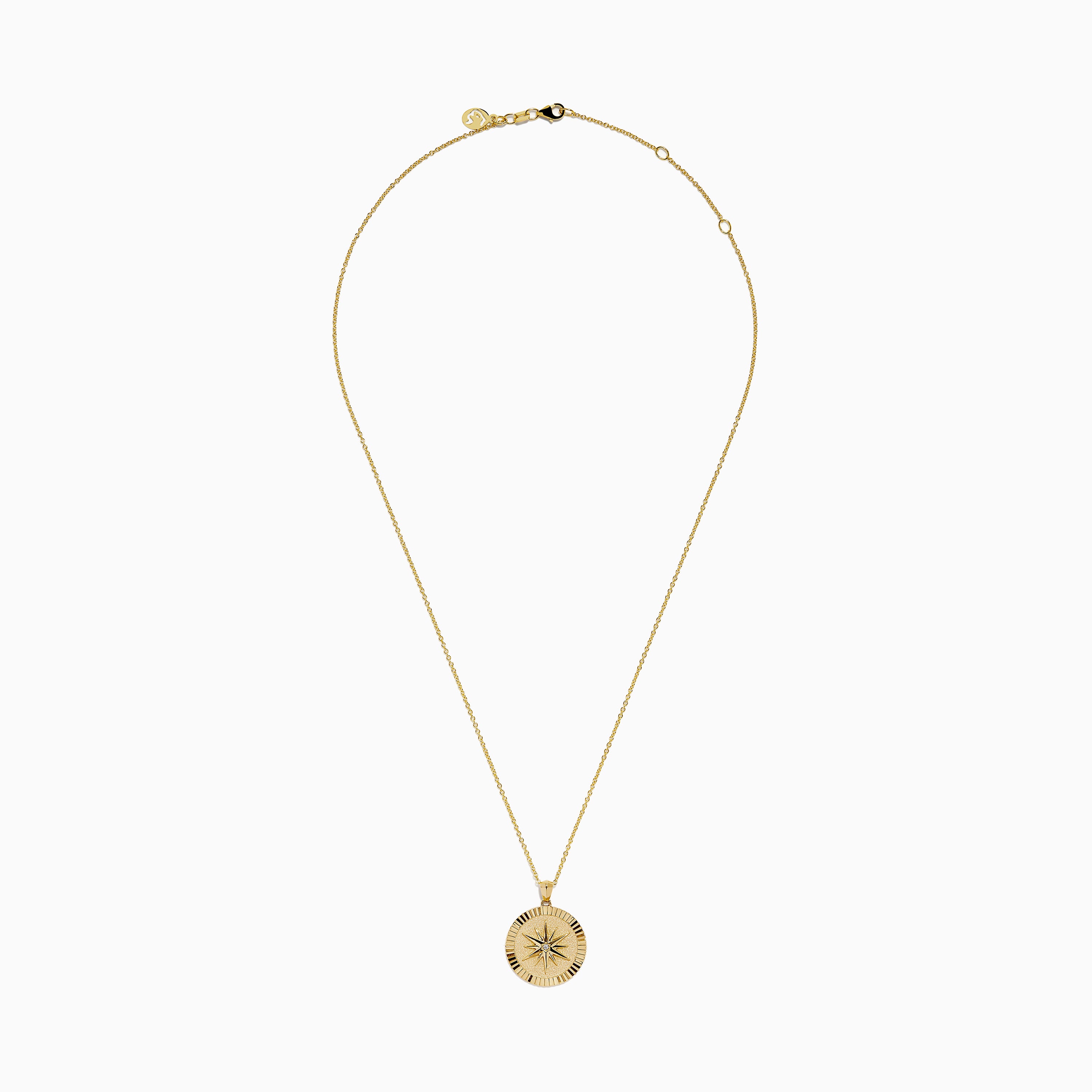 D'Oro 14K Yellow Gold Diamond Compass Coin Pendant – effyjewelry.com