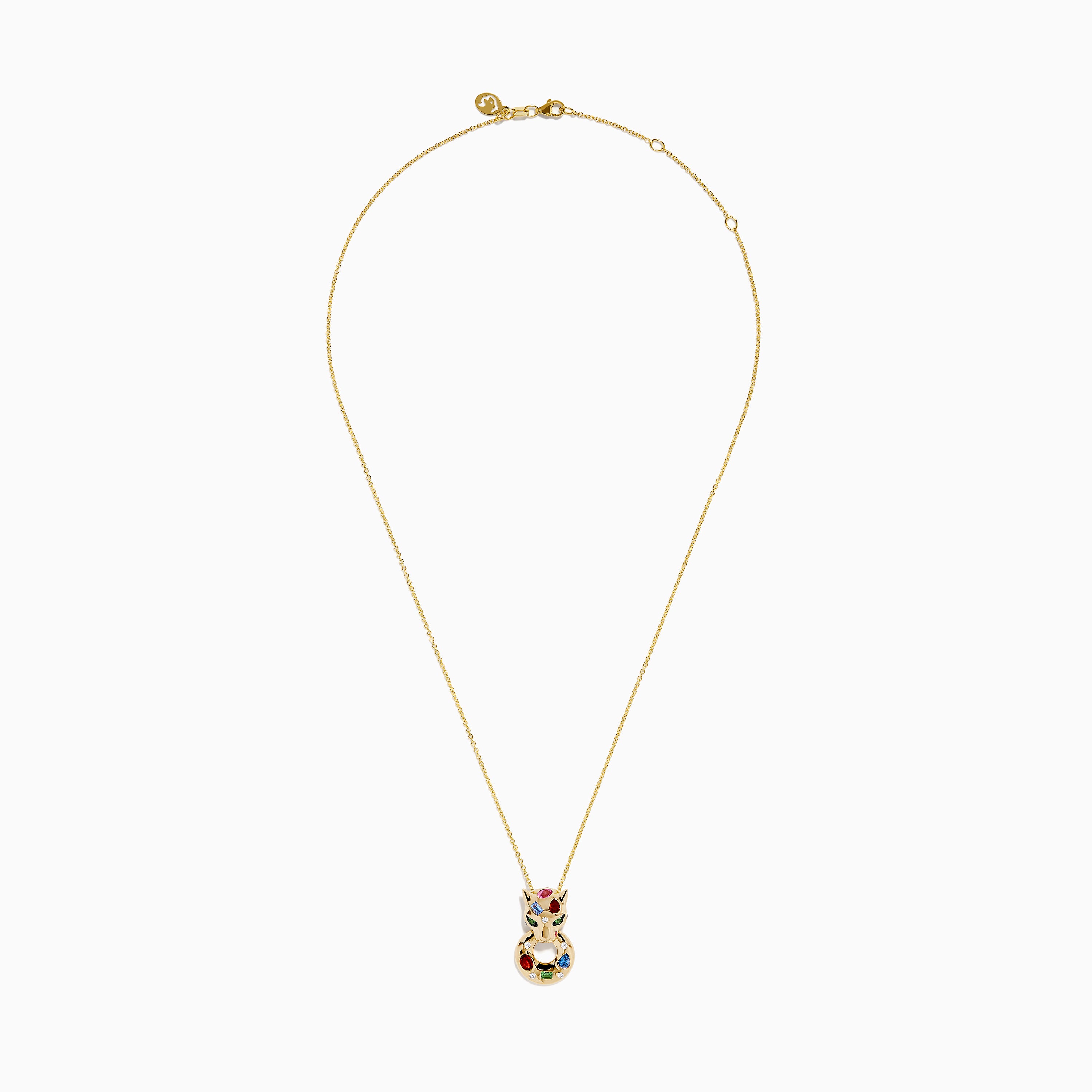 Signature 14K Yellow Gold Multi Sapphire and Diamond Panther Pendant ...