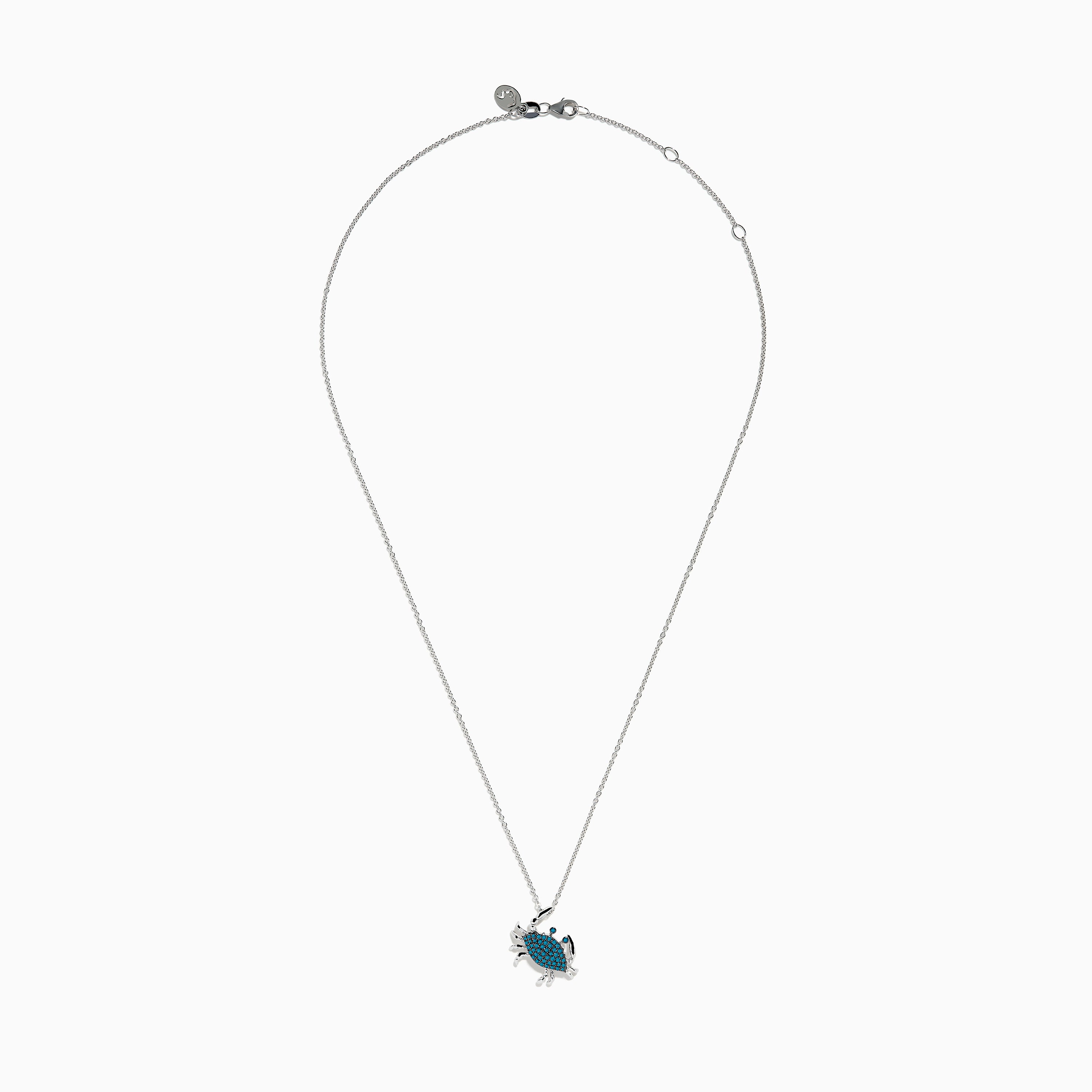 Seaside 14K White Gold Blue Diamond Crab Pendant – effyjewelry.com