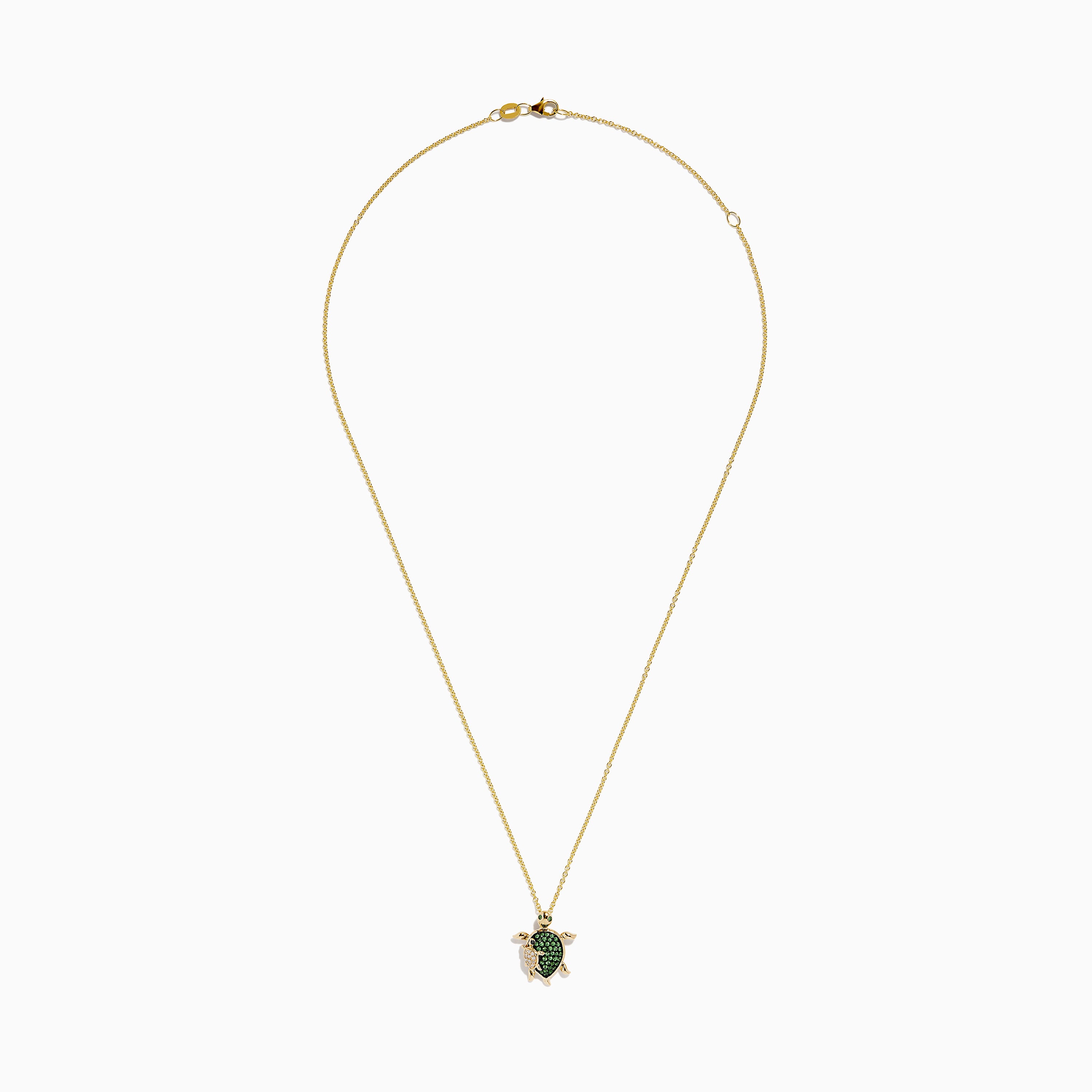 Seaside 14K Yellow Gold Tsavorite and Diamond Turtle Pendant ...