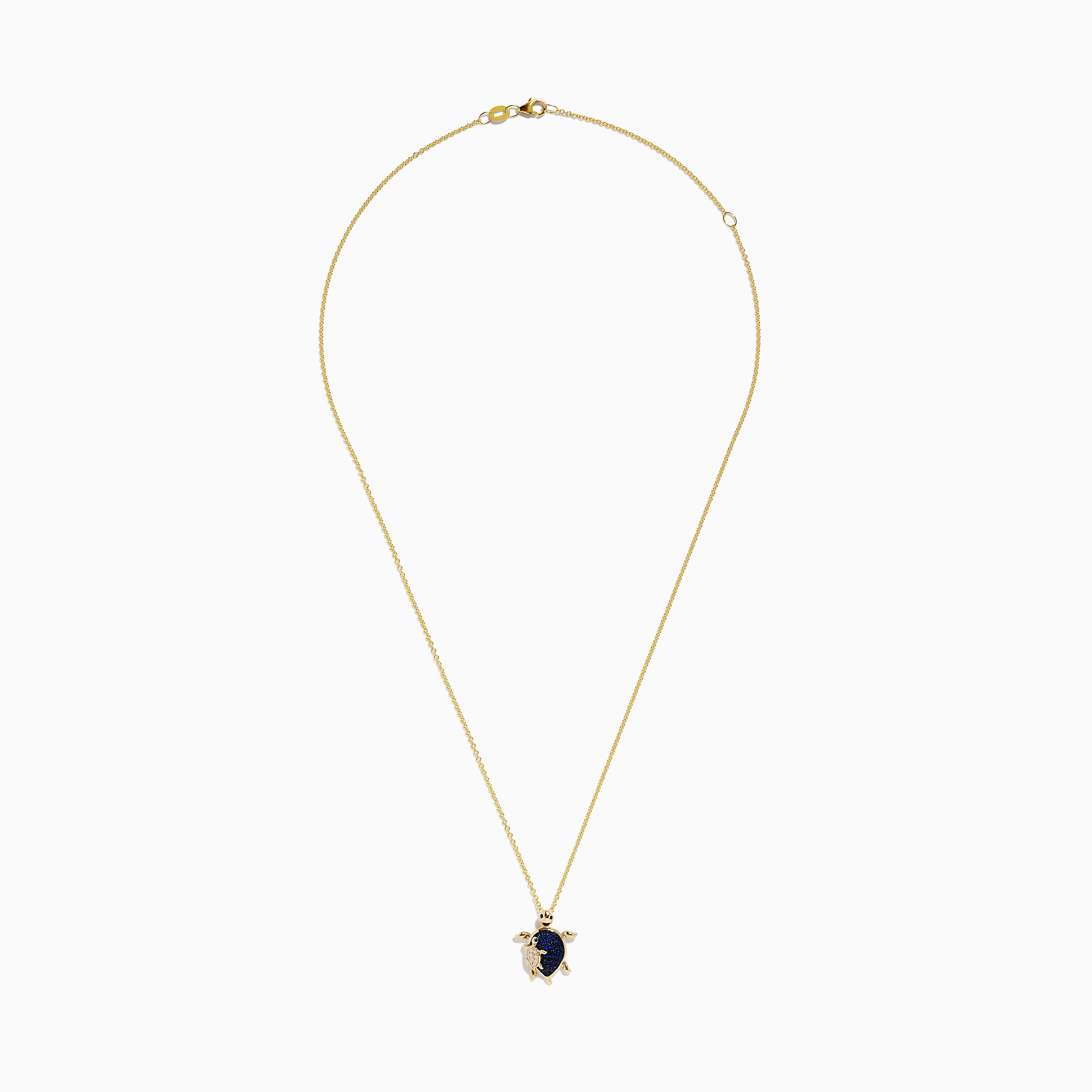 Seaside 14K Yellow Gold Blue Sapphire and Diamond Turtle Pendant ...