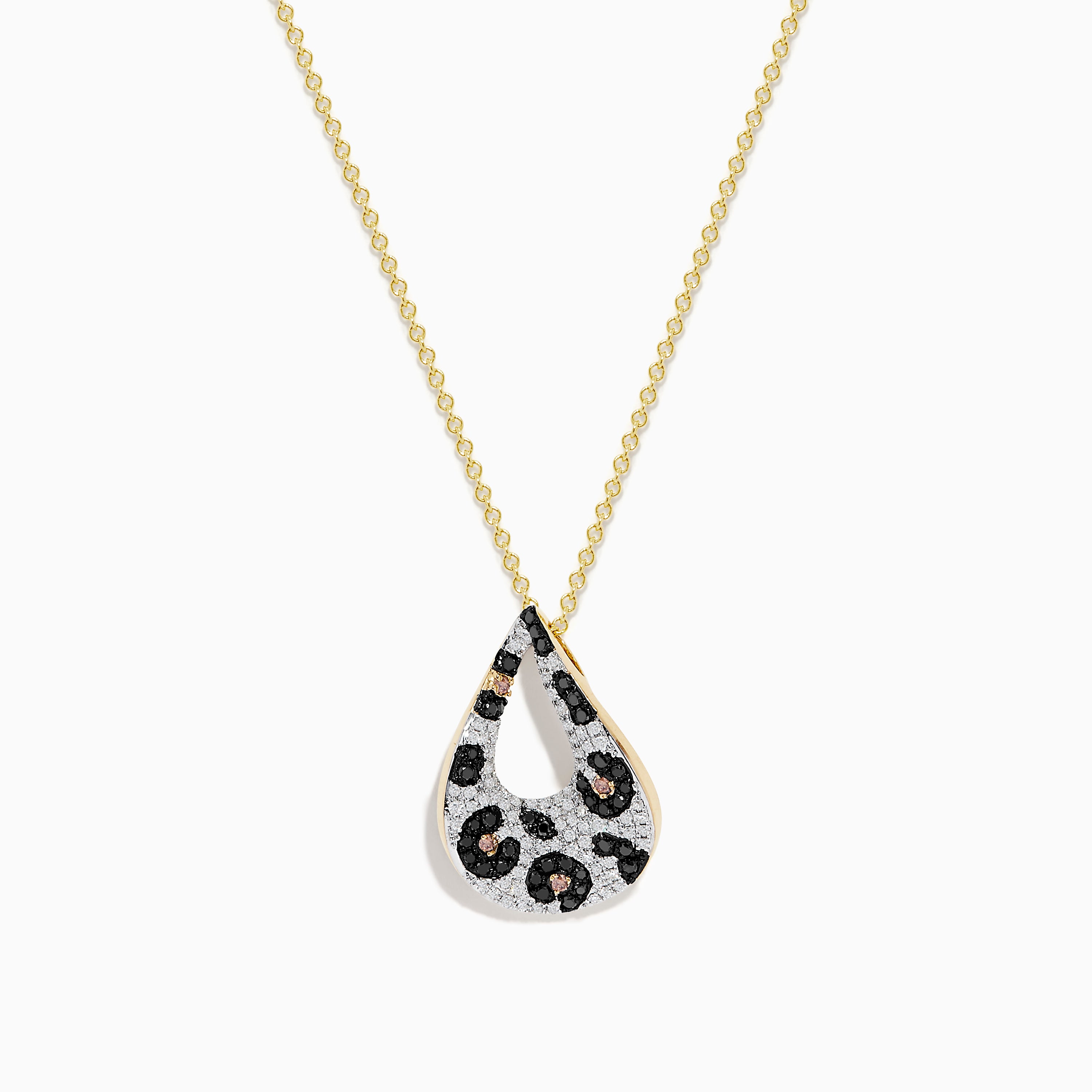 Signature 14K Yellow Gold Multi Diamond Leopard Spot Pendant ...