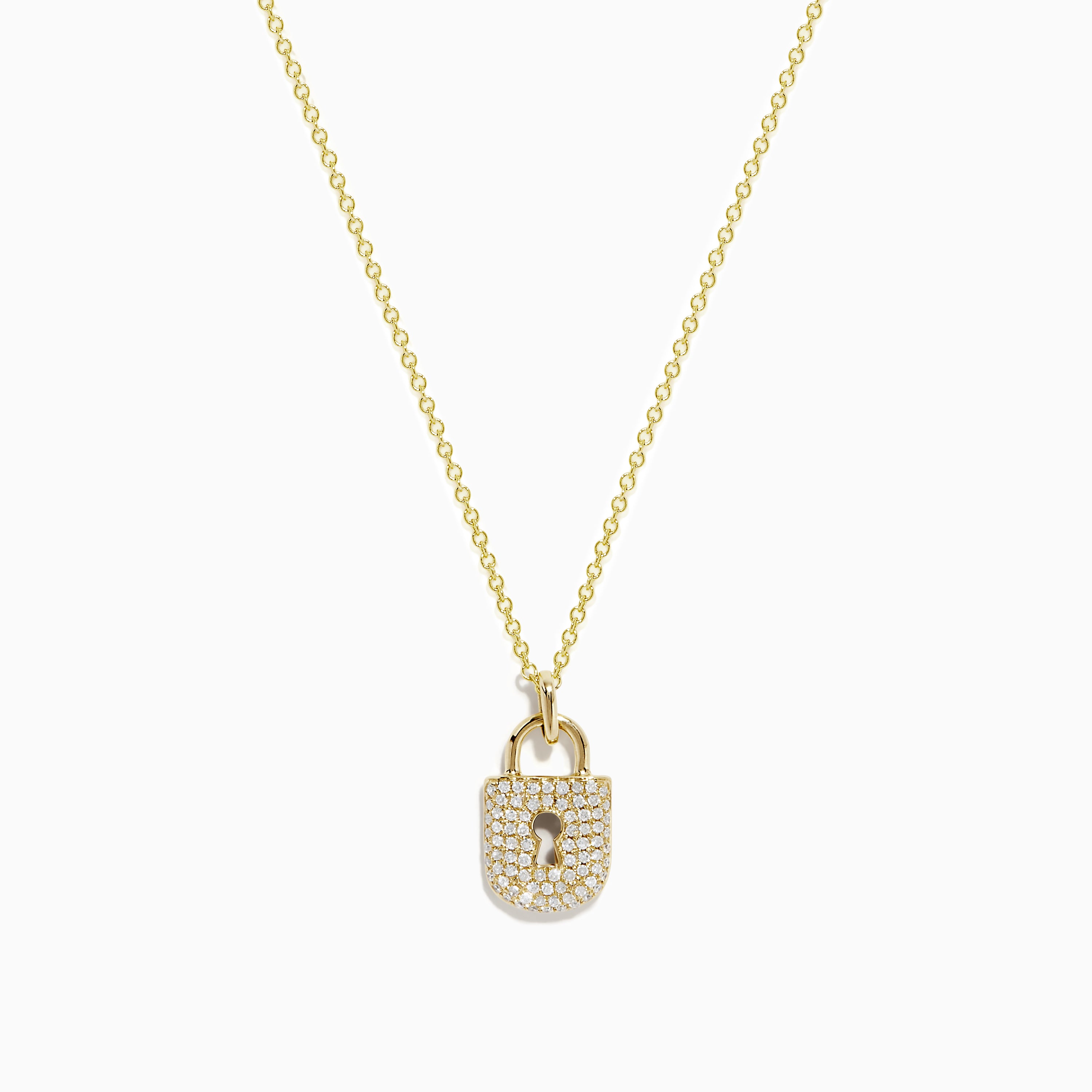 Novelty 14K Yellow Gold Diamond Lock Pendant – effyjewelry.com