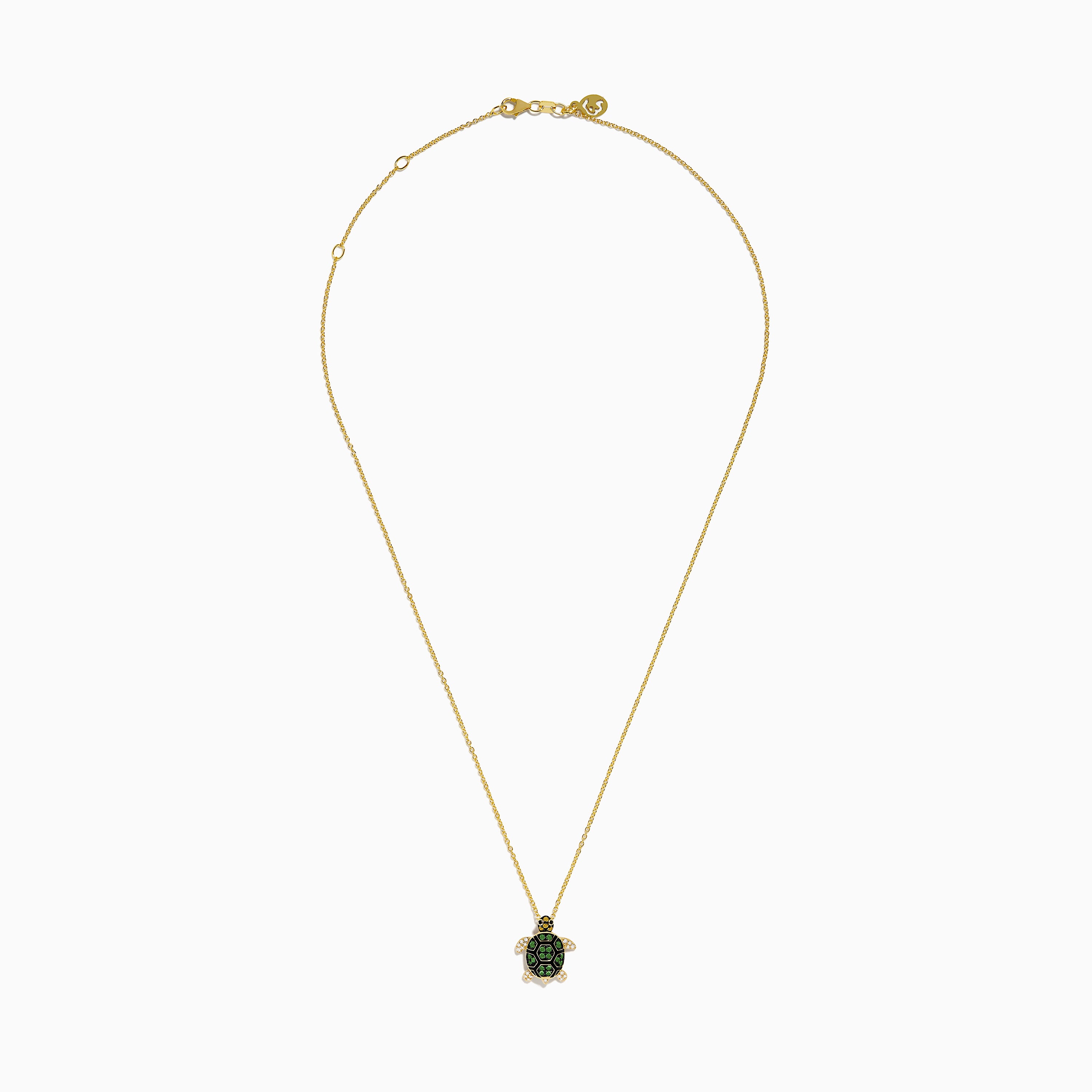 14K Yellow Gold Tsavorite Yellow Sapphire and Diamond Turtle Pendant ...