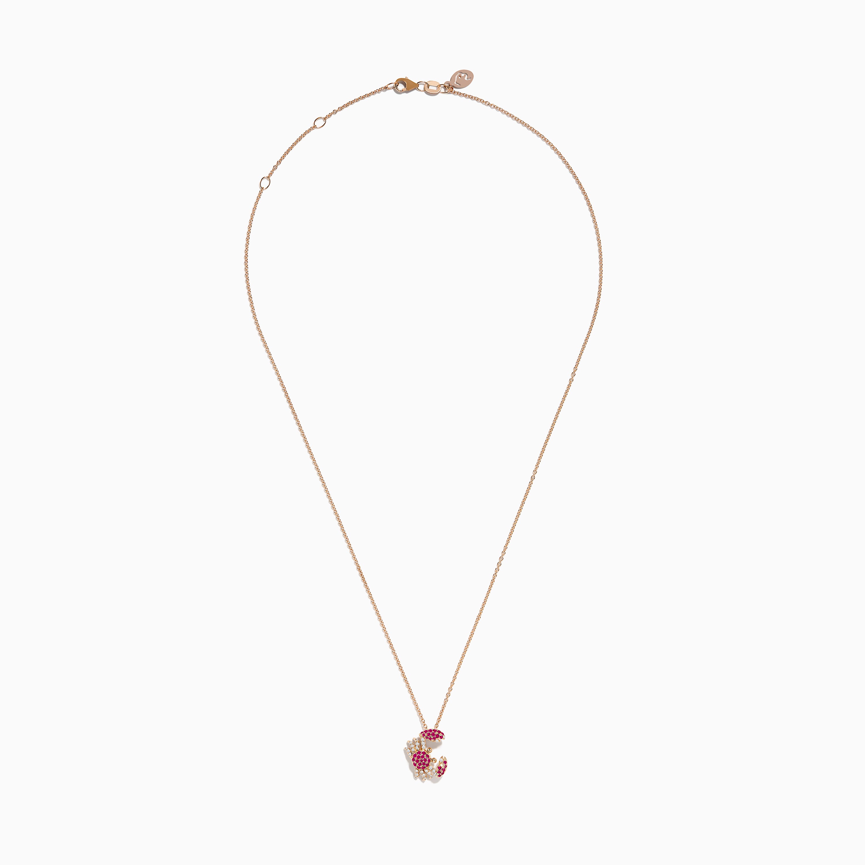 Seaside 14K Rose Gold Pink Sapphire and Diamond Crab Pendant ...