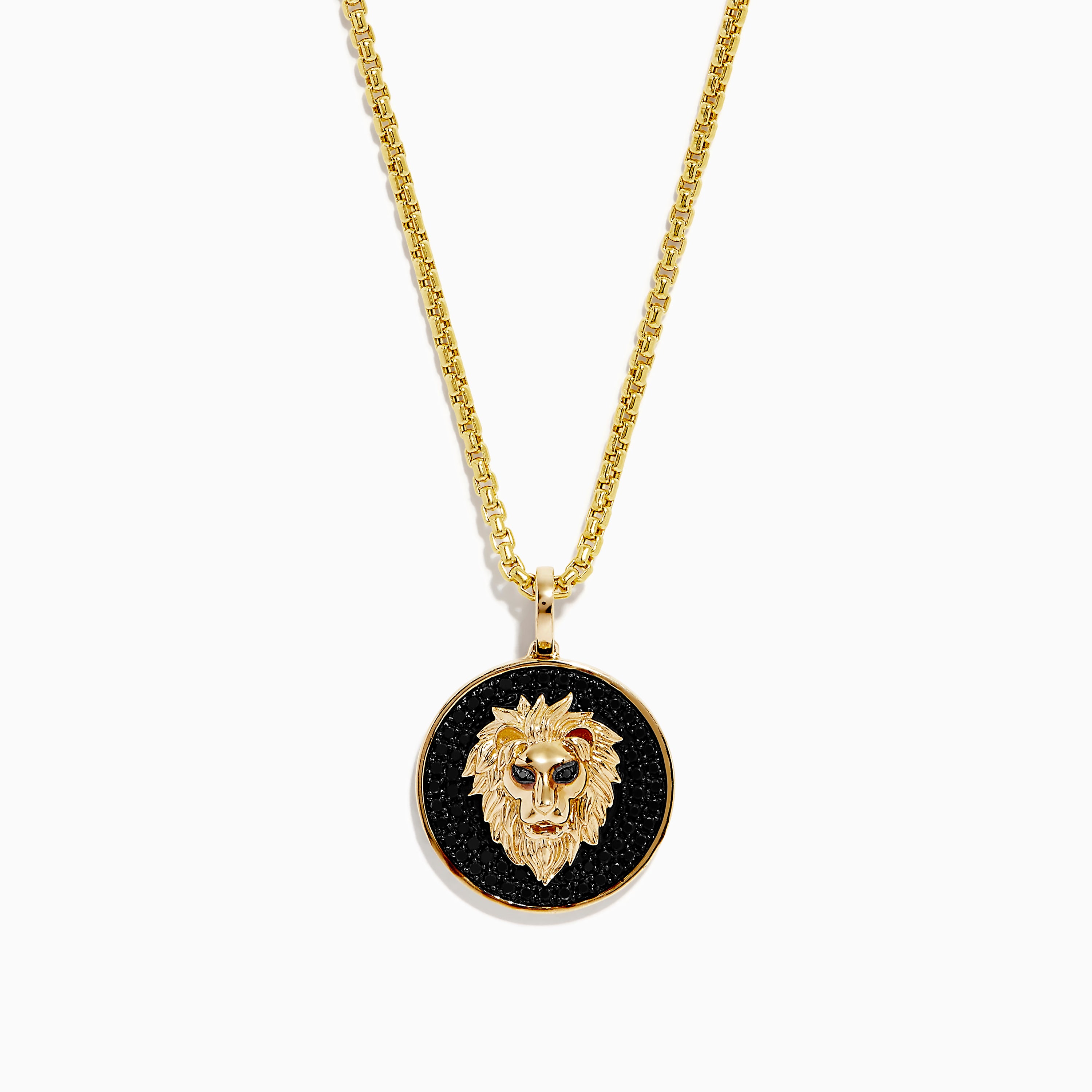 Men's 14K Yellow Gold Black Diamond Lion Head Pendant – effyjewelry.com