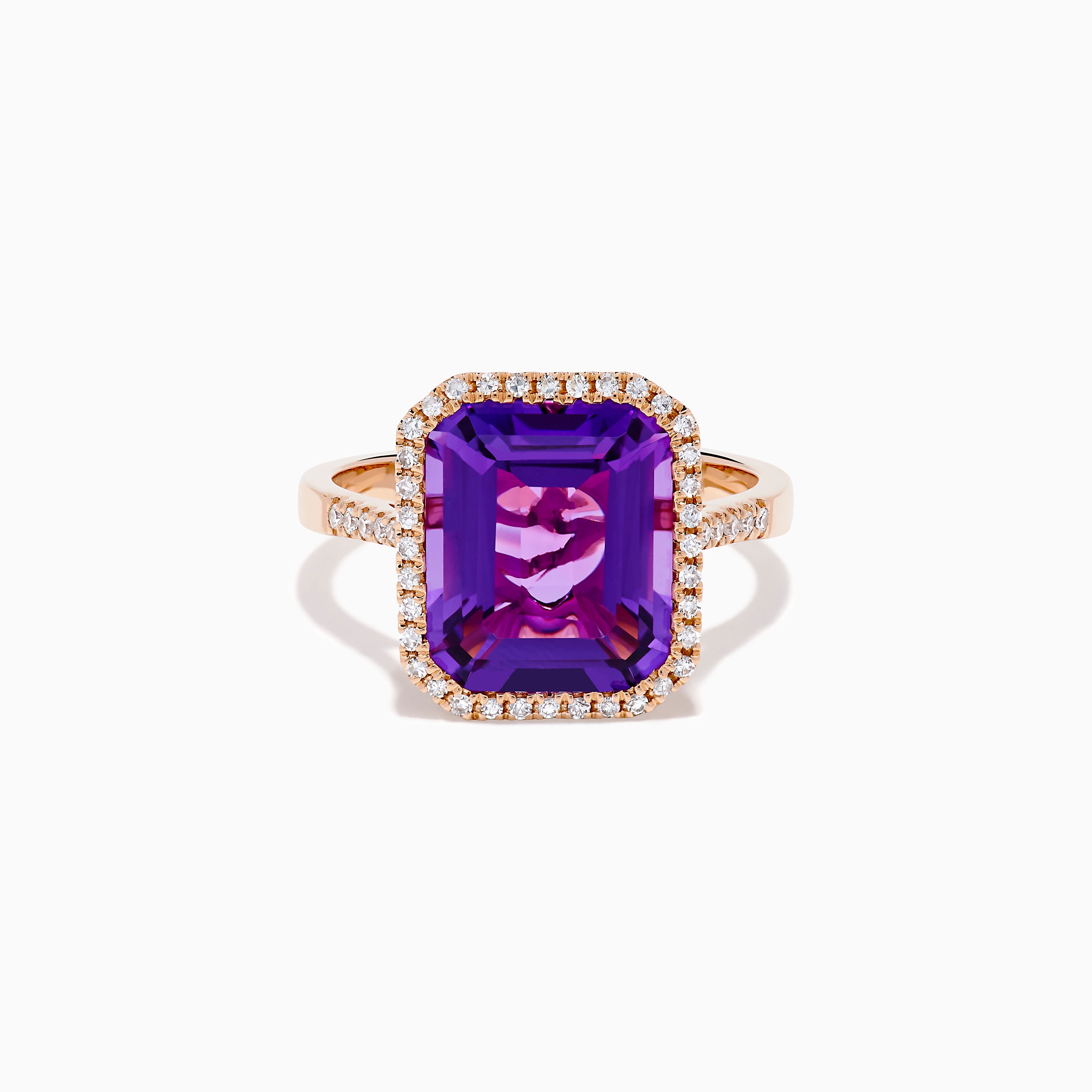 14K Rose Gold Amethyst and Diamond Halo Ring – effyjewelry.com