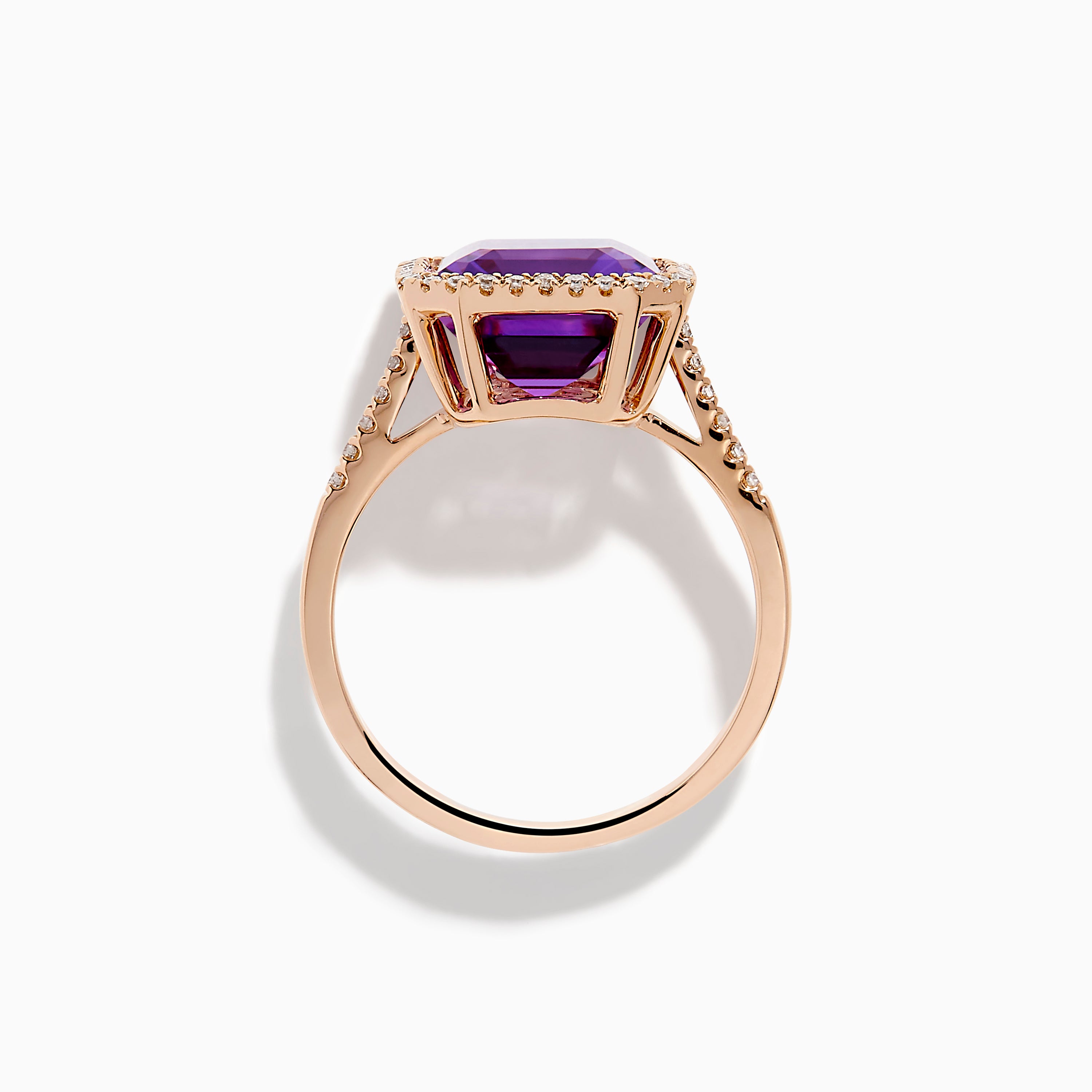 14K Rose Gold Amethyst and Diamond Halo Ring – effyjewelry.com