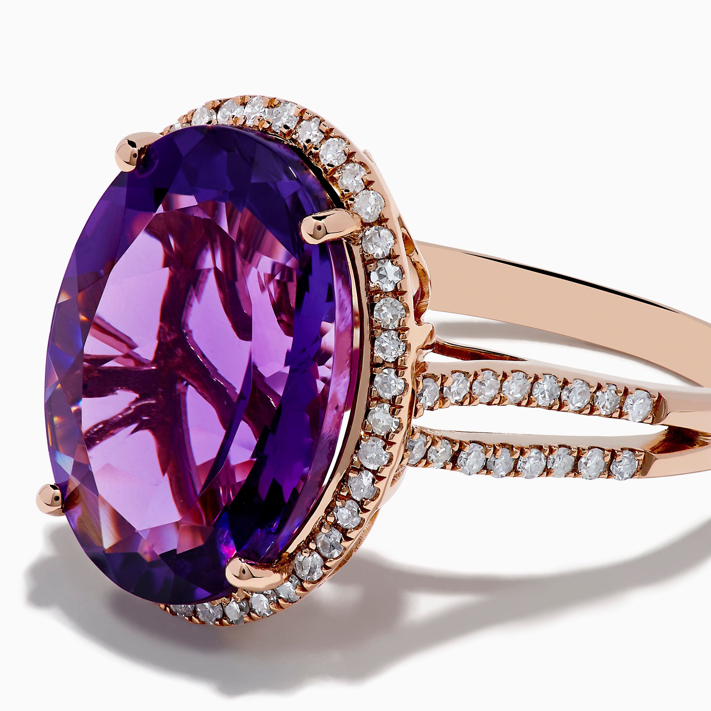 14K Rose Gold Amethyst and Diamond Ring – effyjewelry.com