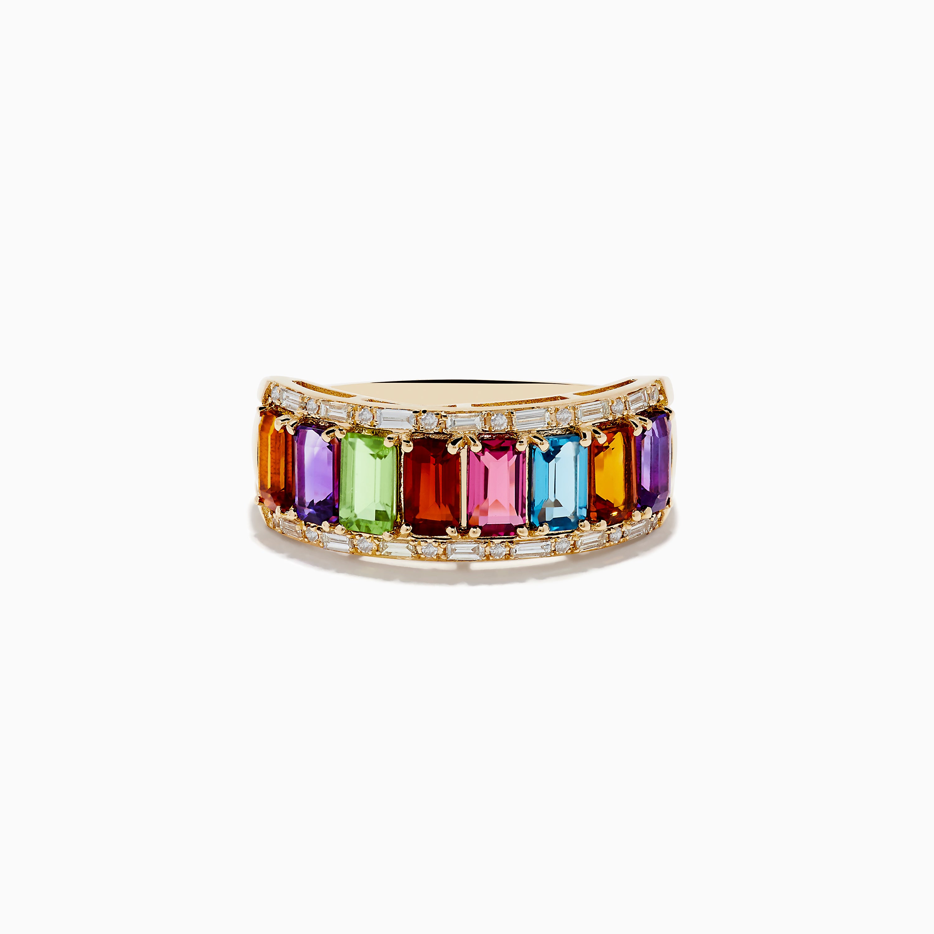 Mosaic 14K Yellow Gold Multi Gemstone and Diamond Ring – effyjewelry.com