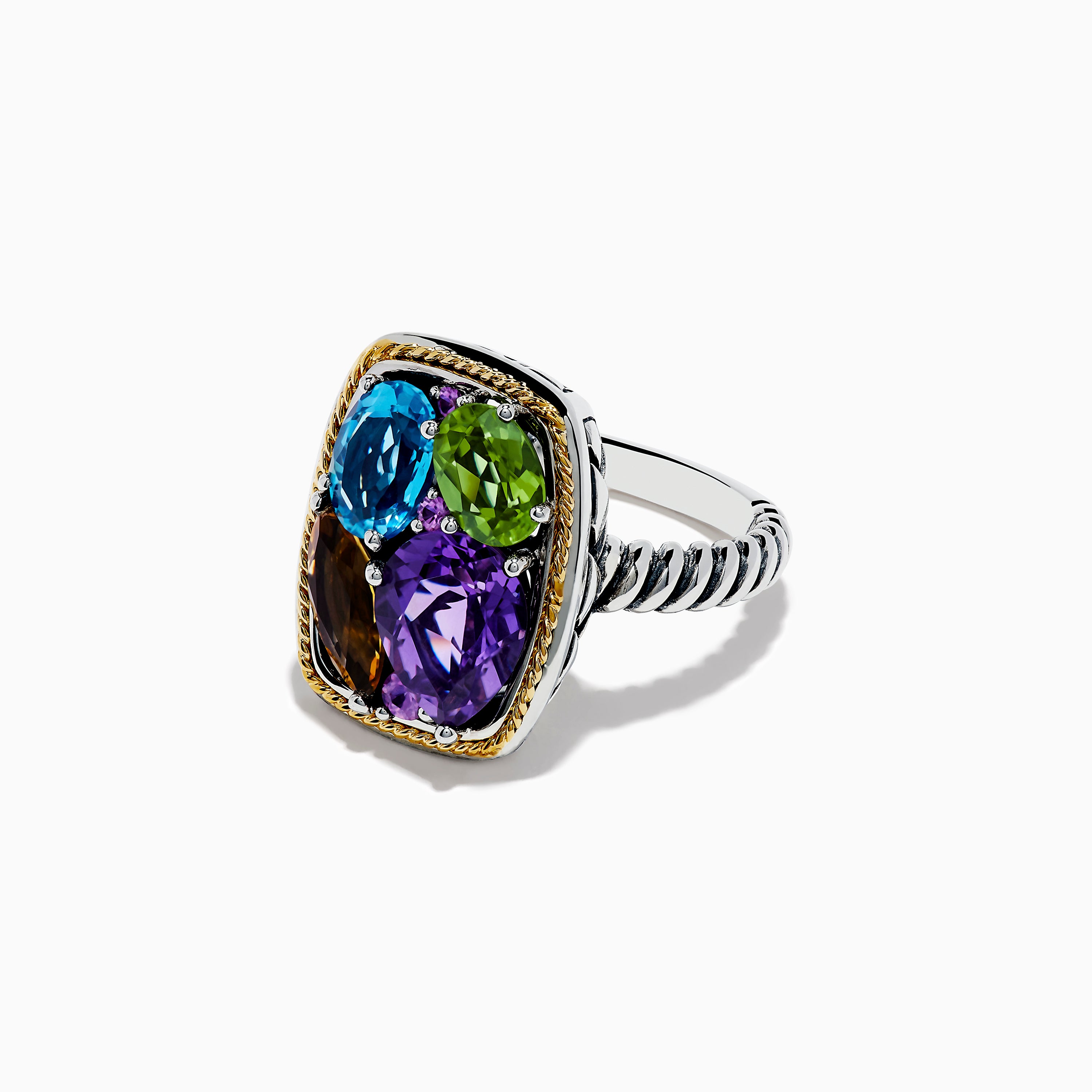 Mosaic 925 Sterling Silver & 18K Gold Multi Color Ring – effyjewelry.com