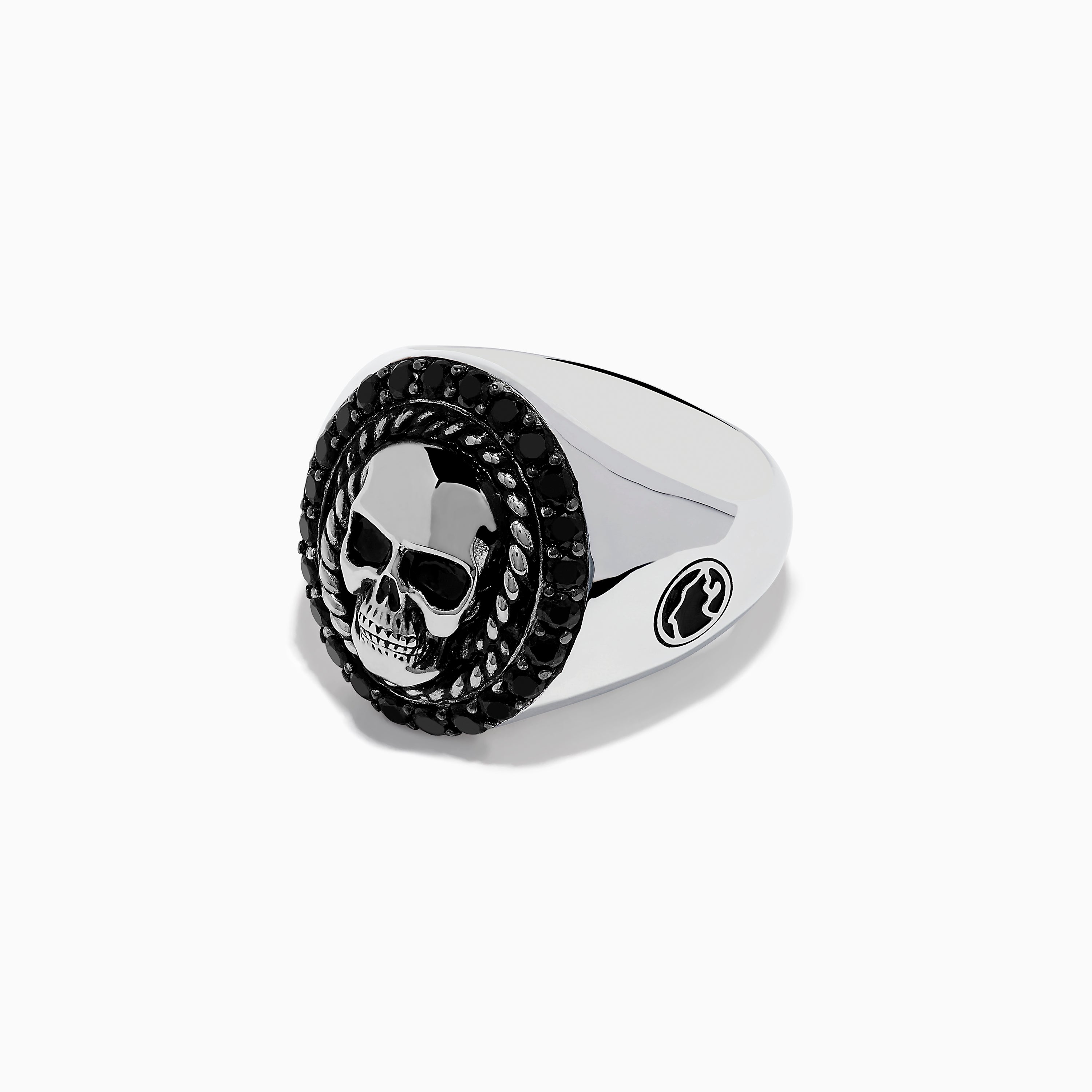 Men's 925 Sterling Silver Black Spinel Skull Ring – effyjewelry.com