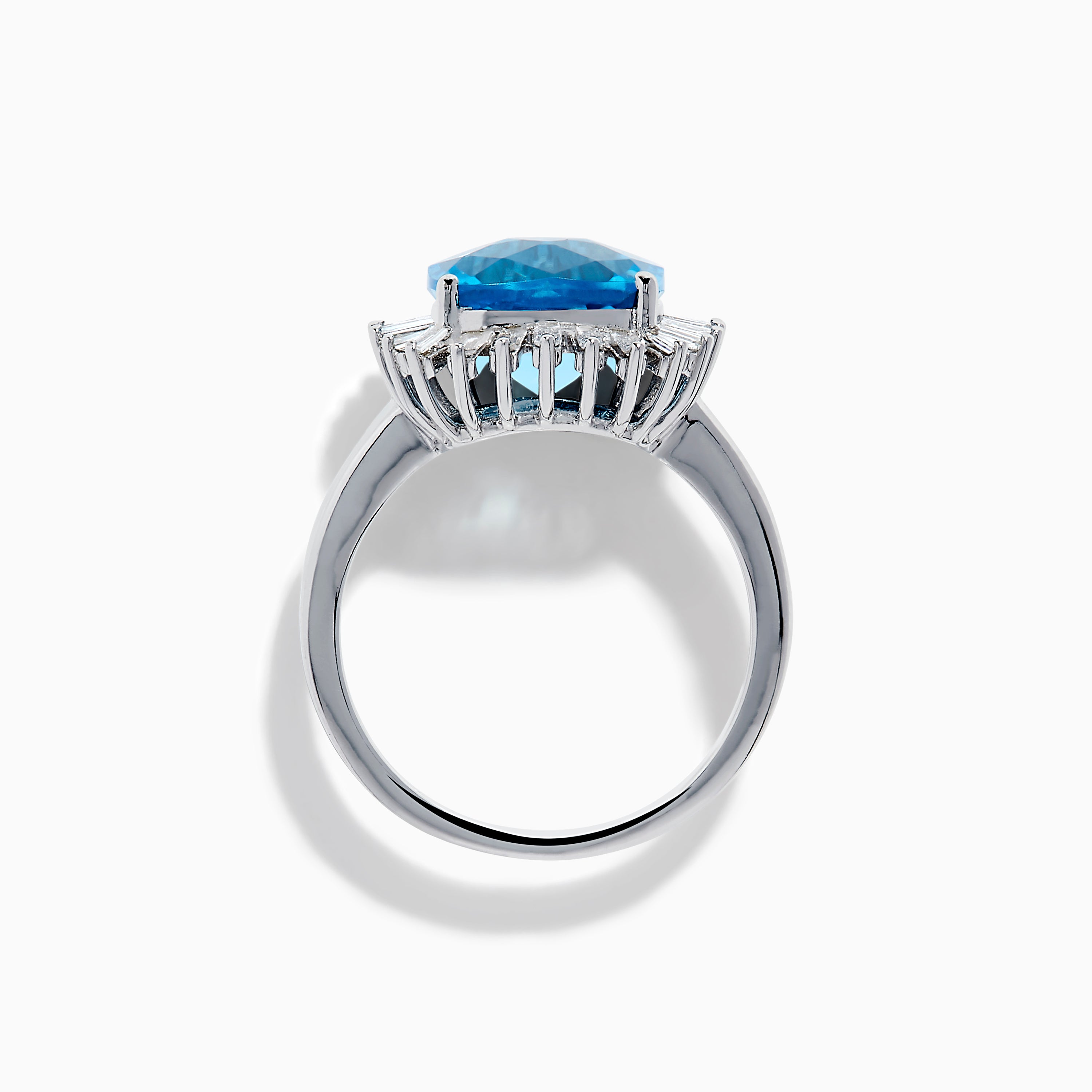 Ocean Bleu 14K White Gold Blue Topaz and Diamond Halo Ring ...