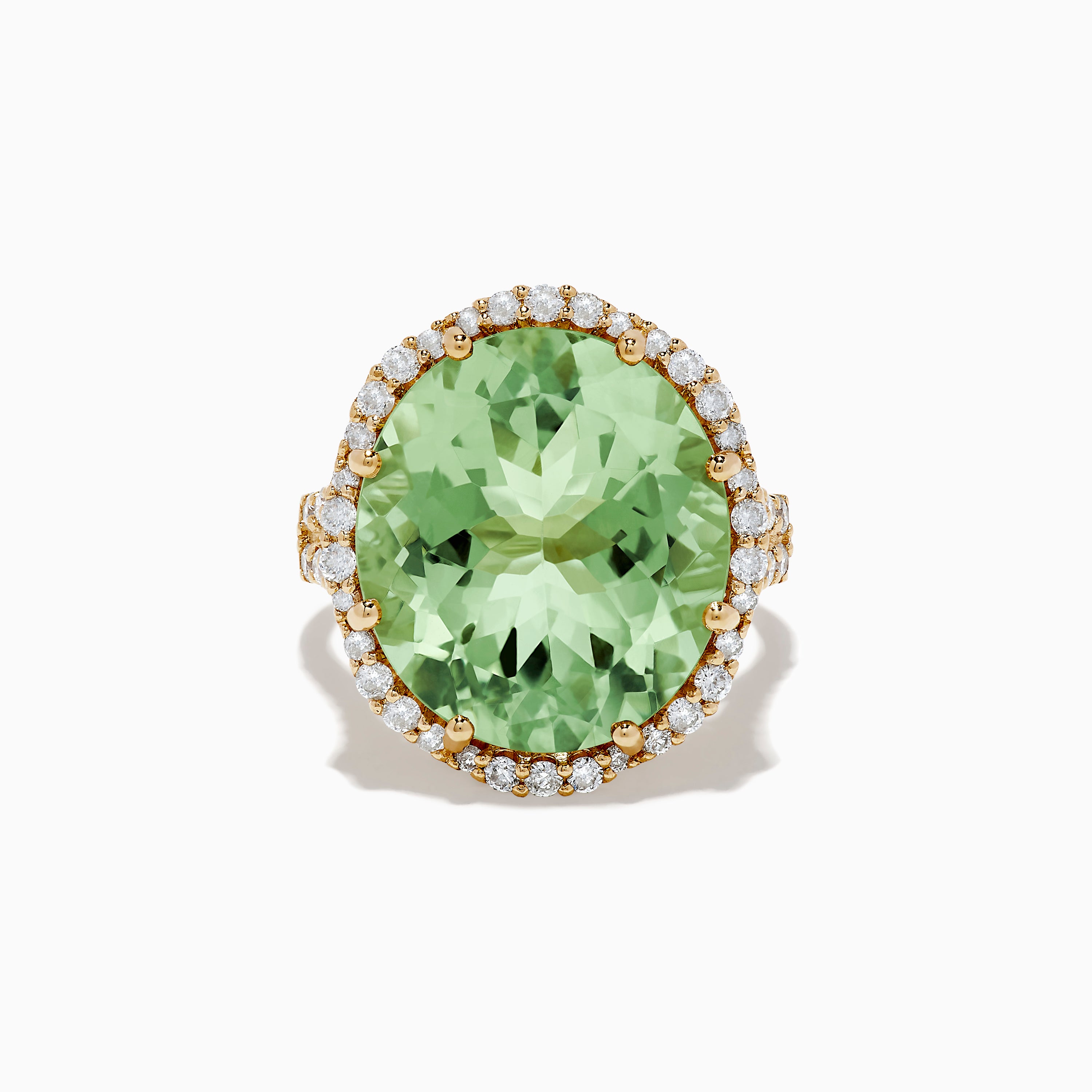14K Yellow Gold Green Amethyst and Diamond Ring – effyjewelry.com