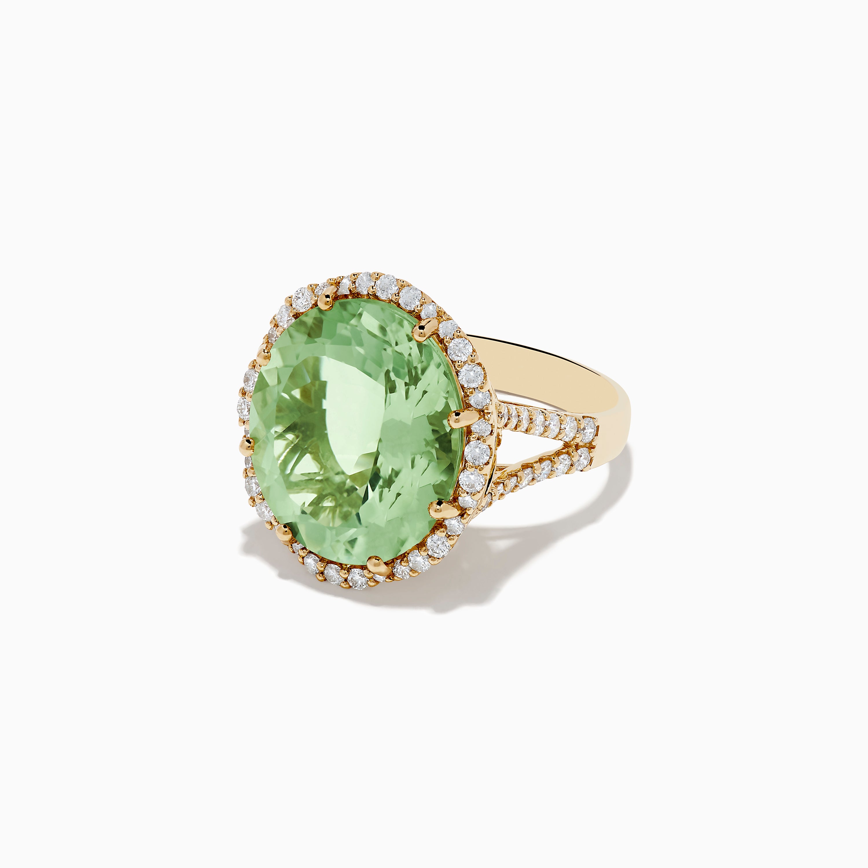 14K Yellow Gold Green Amethyst and Diamond Ring – effyjewelry.com