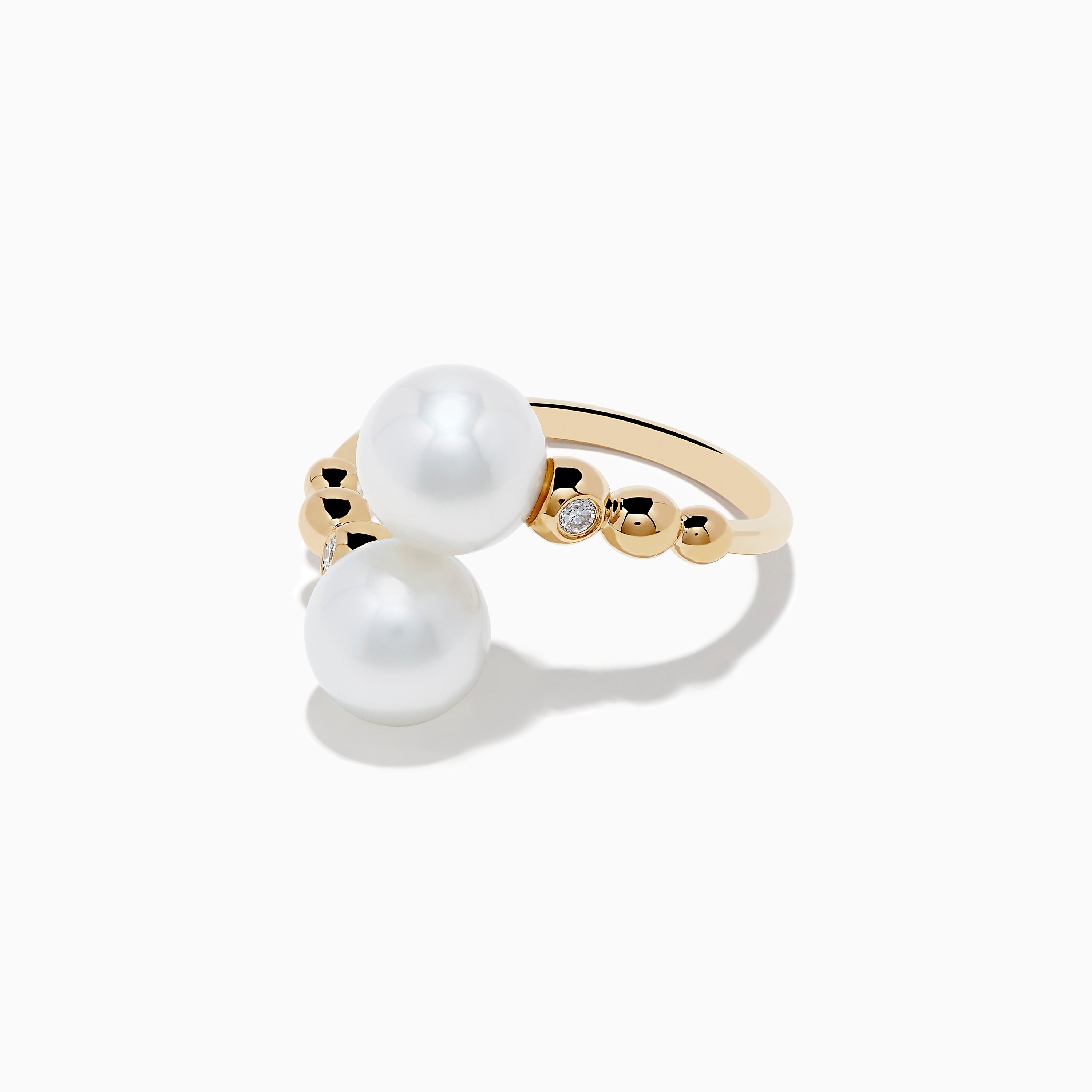 14K Yellow Gold Fresh Water Pearl and Diamond Bypass Ring – effyjewelry.com