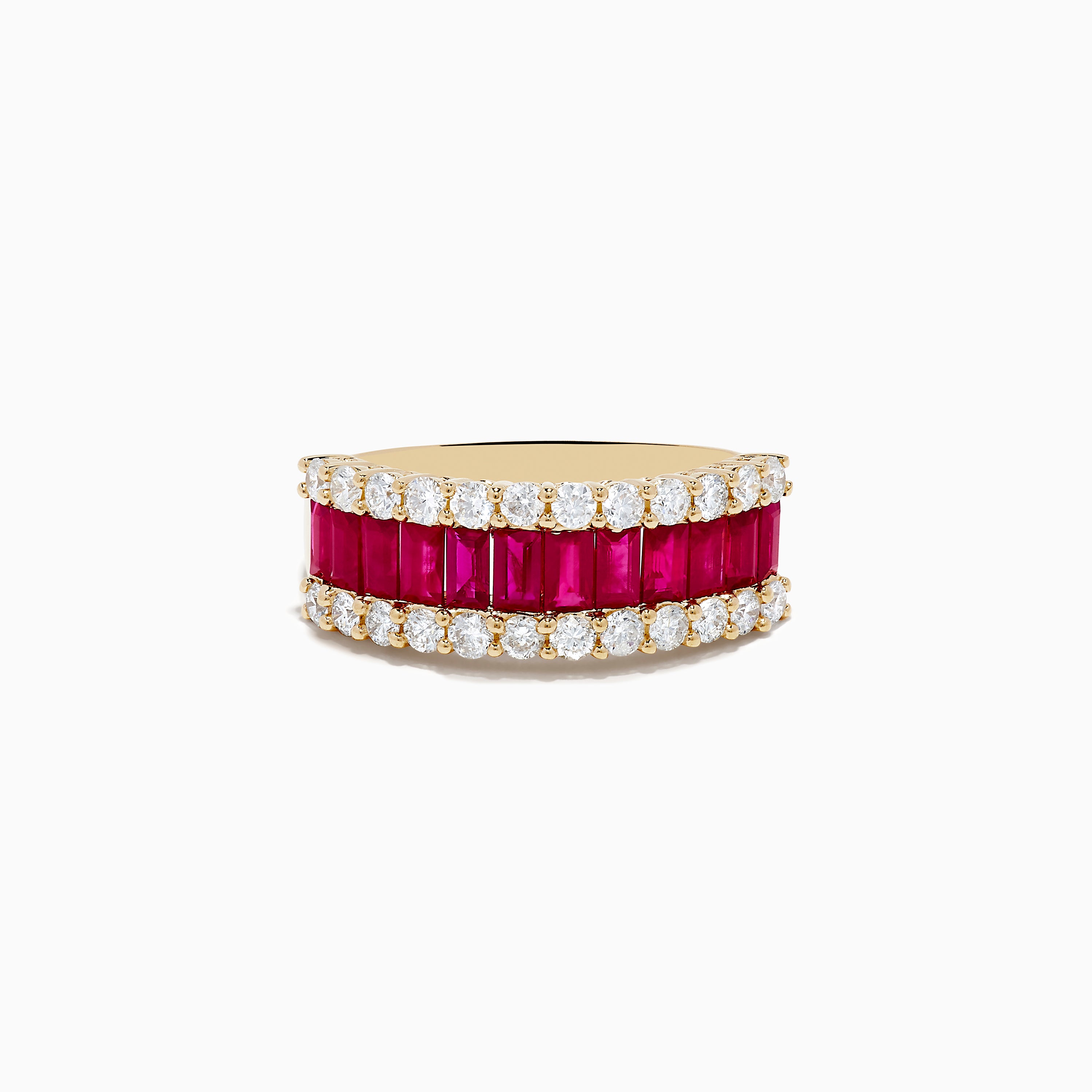 Ruby Royale 14K Yellow Gold Baguette Cut Ruby and Diamond Band ...