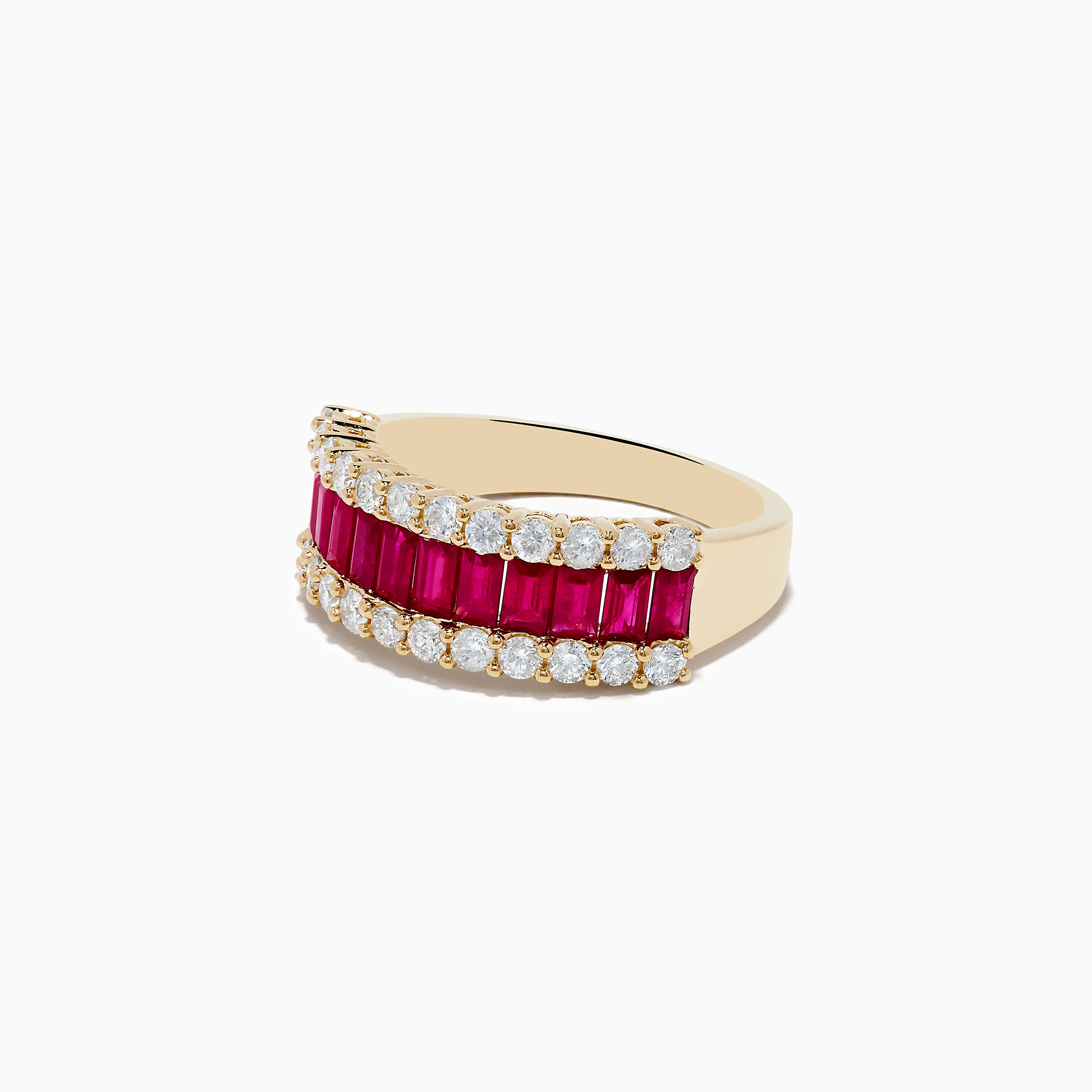 Ruby Royale 14K Yellow Gold Baguette Cut Ruby and Diamond Band ...