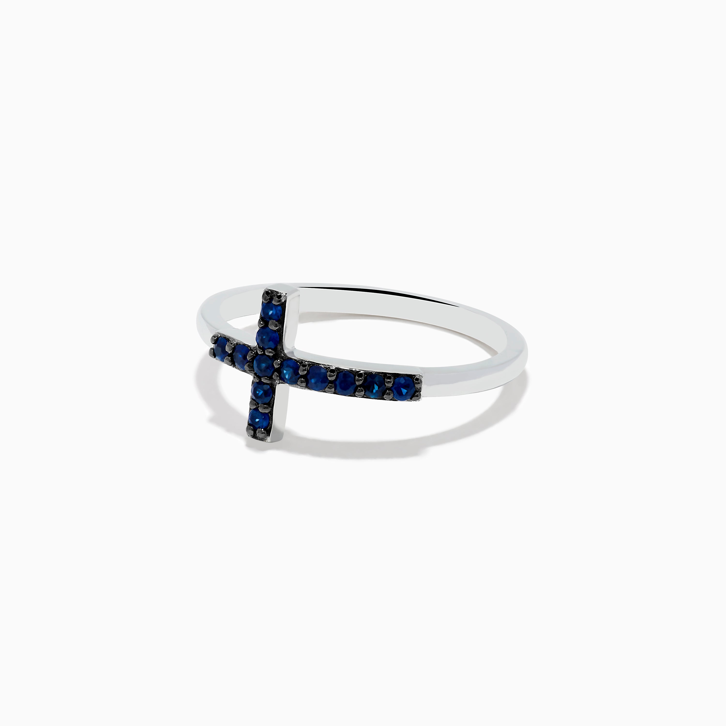 Novelty 14K White Gold Sapphire Cross Ring – effyjewelry.com