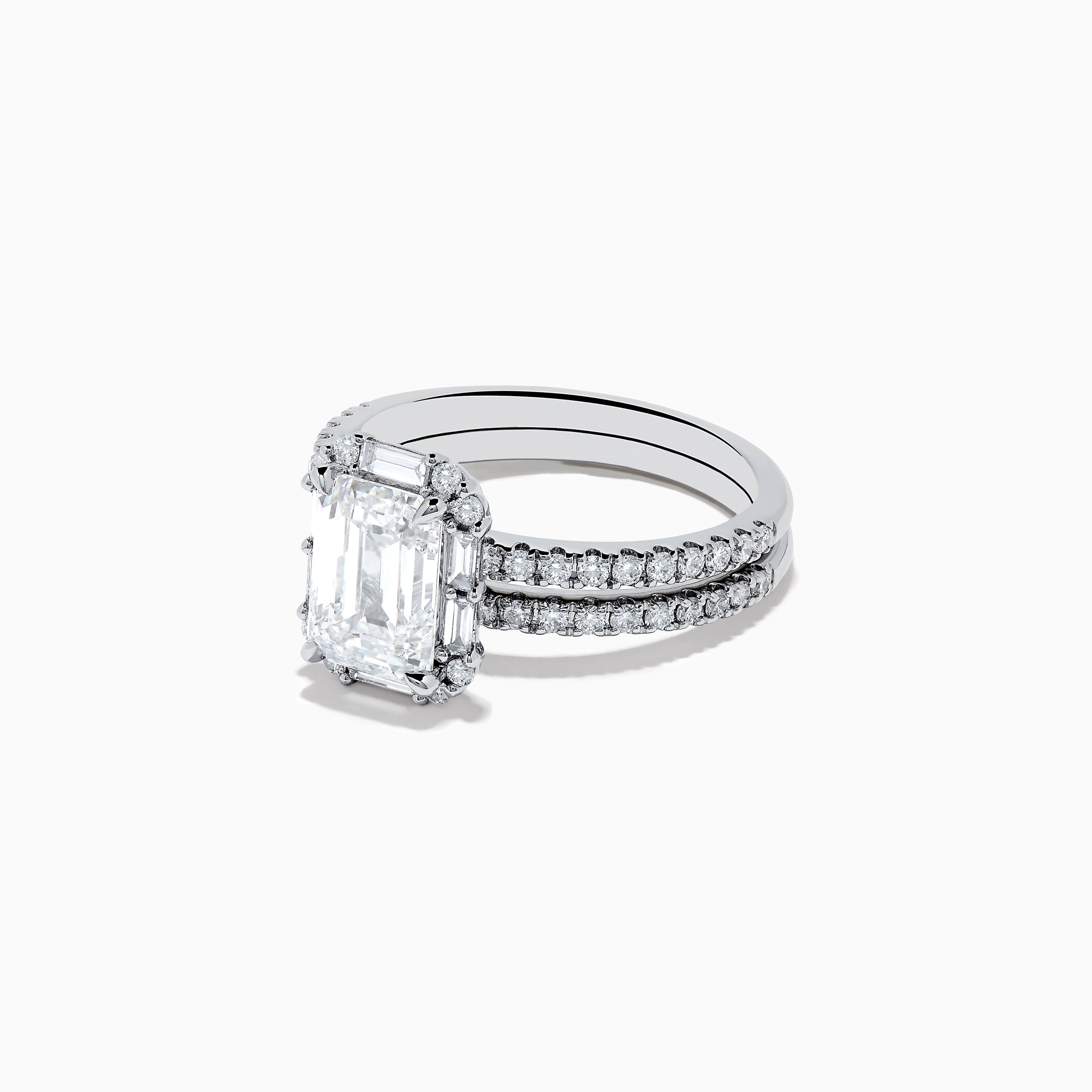 14K White Gold Lab Grown Diamond Ring and Band Set – effyjewelry.com