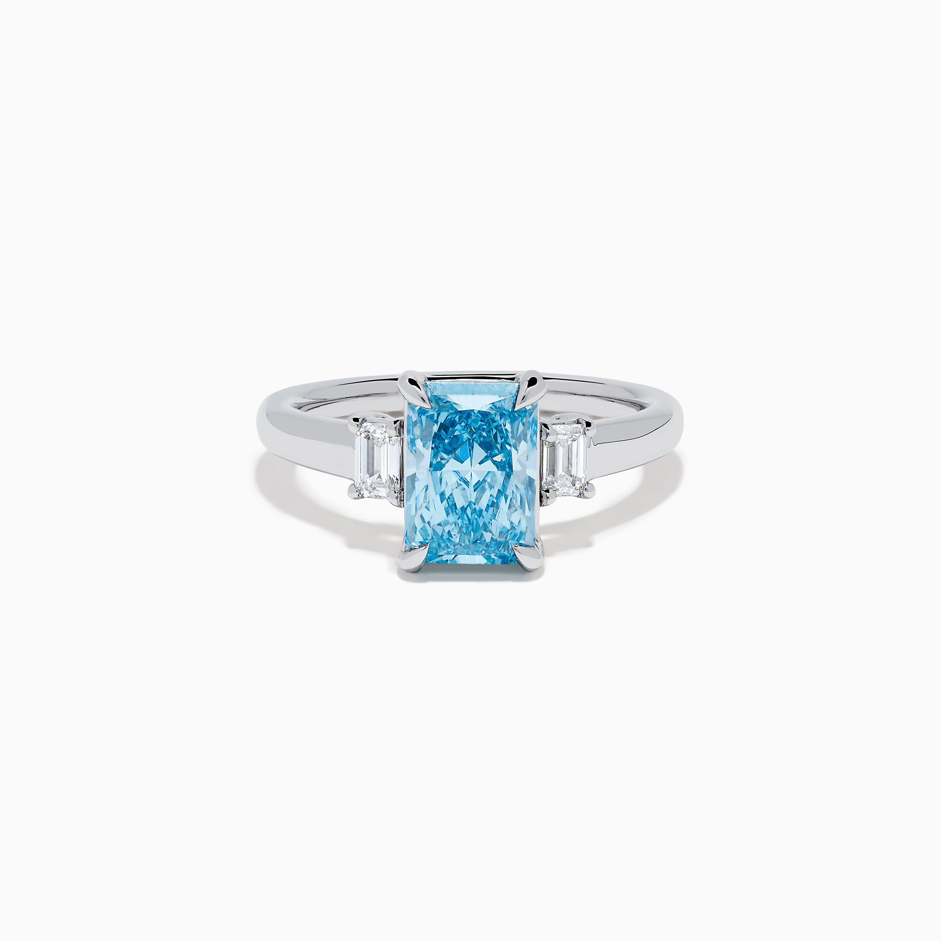 Lab Grown Blue Diamond 3-Stone Ring in 14K White Gold – effyjewelry.com